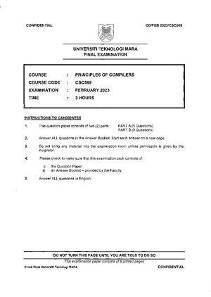 Tutorial 3 - principles of compiler - TUTORIAL 3: - Studocu