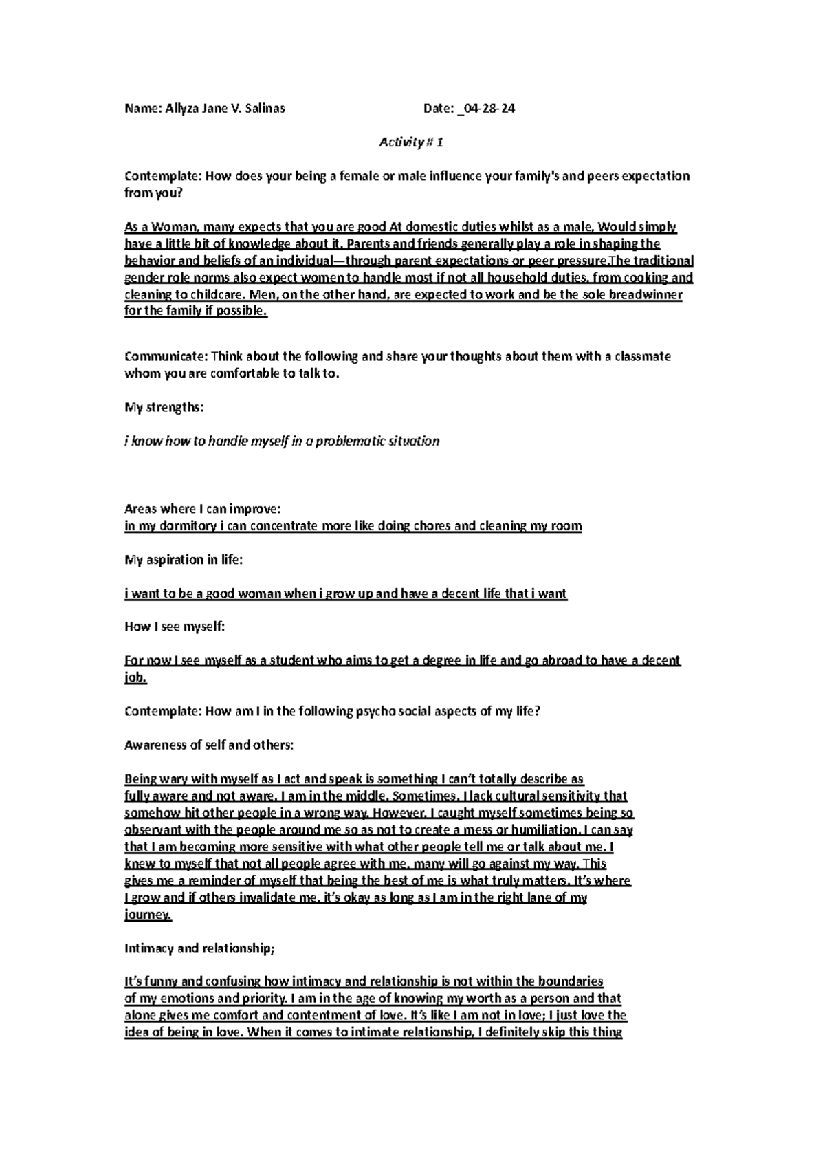 Midterm activity #1 - hope this helps - Name: Allyza Jane V. Salinas ...