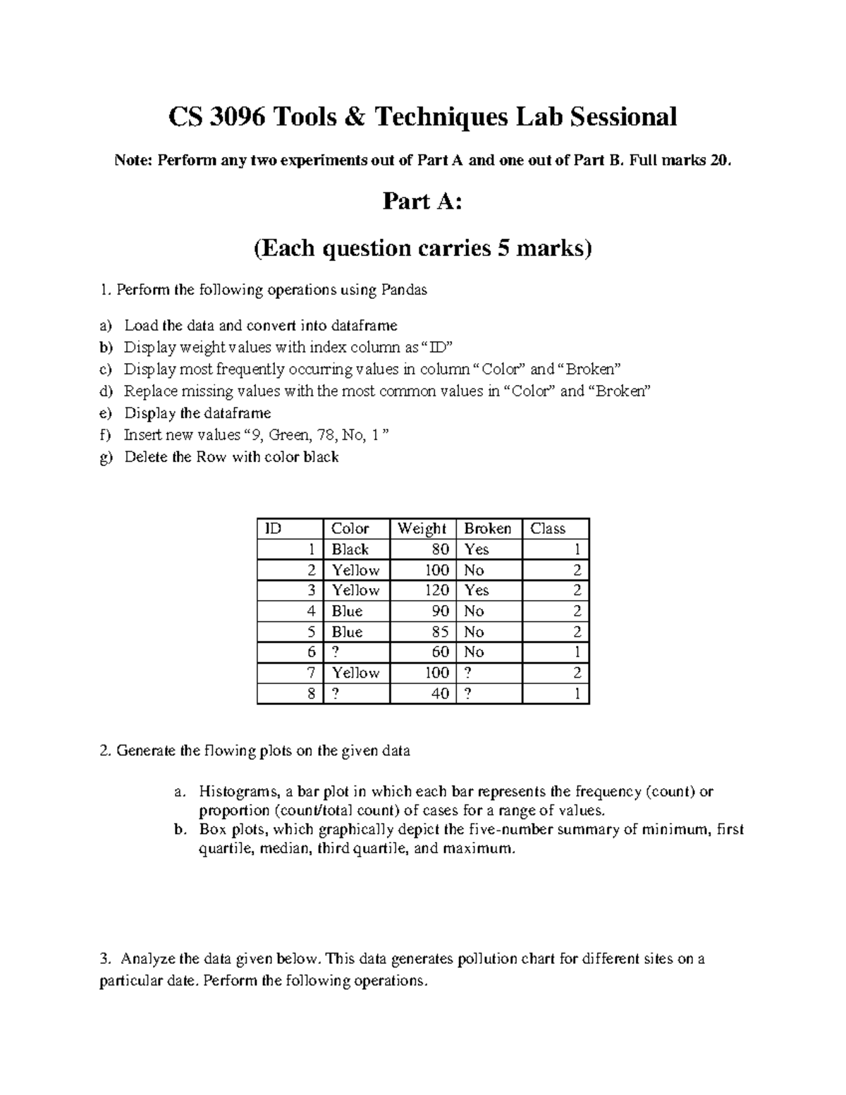 Sessional QP-Ta T - NOTHING - CS 3096 Tools & Techniques Lab Sessional ...