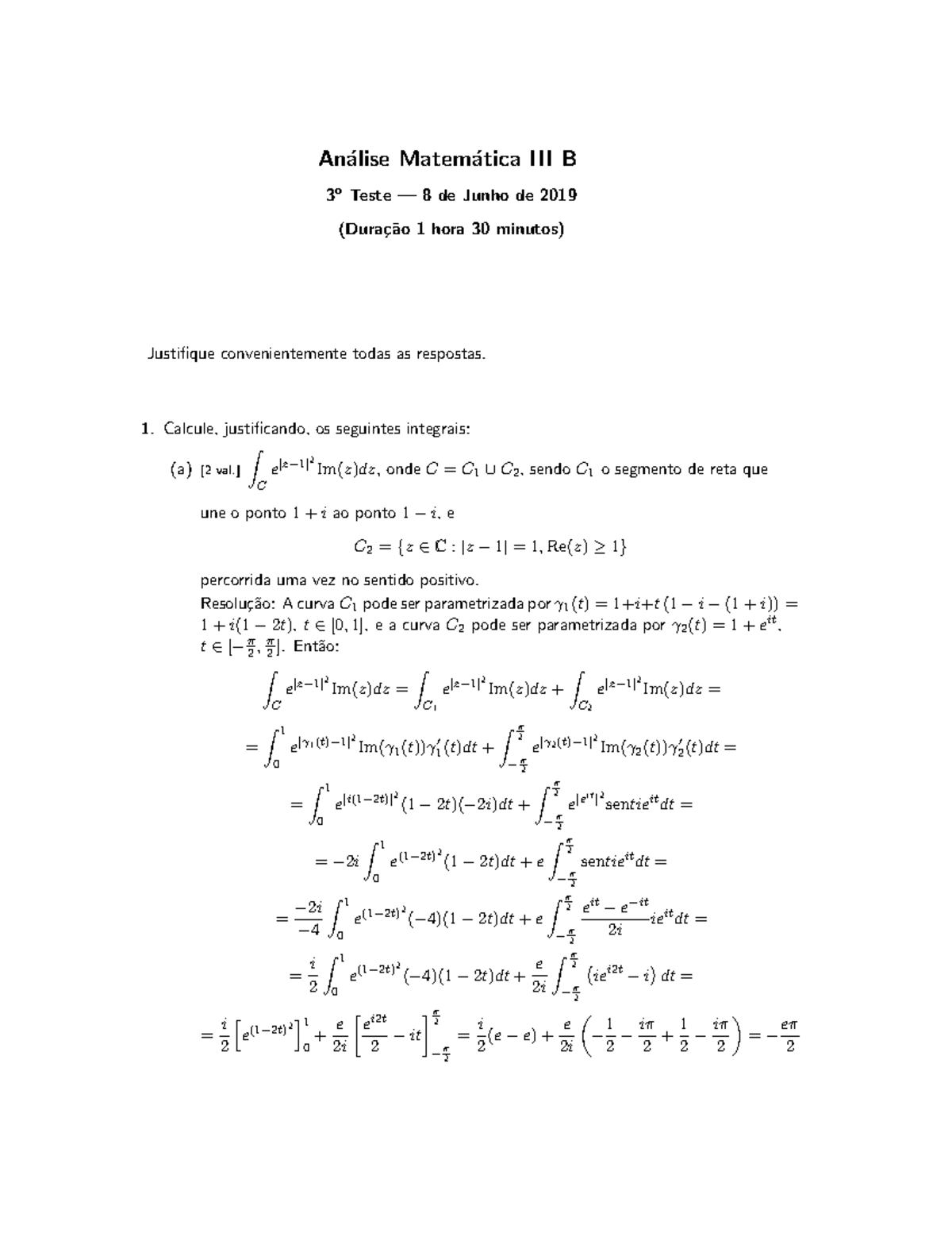 AM3B 18 19 2sem Teste 3 resolucao - An ́alise Matem ́atica III B 3 ...