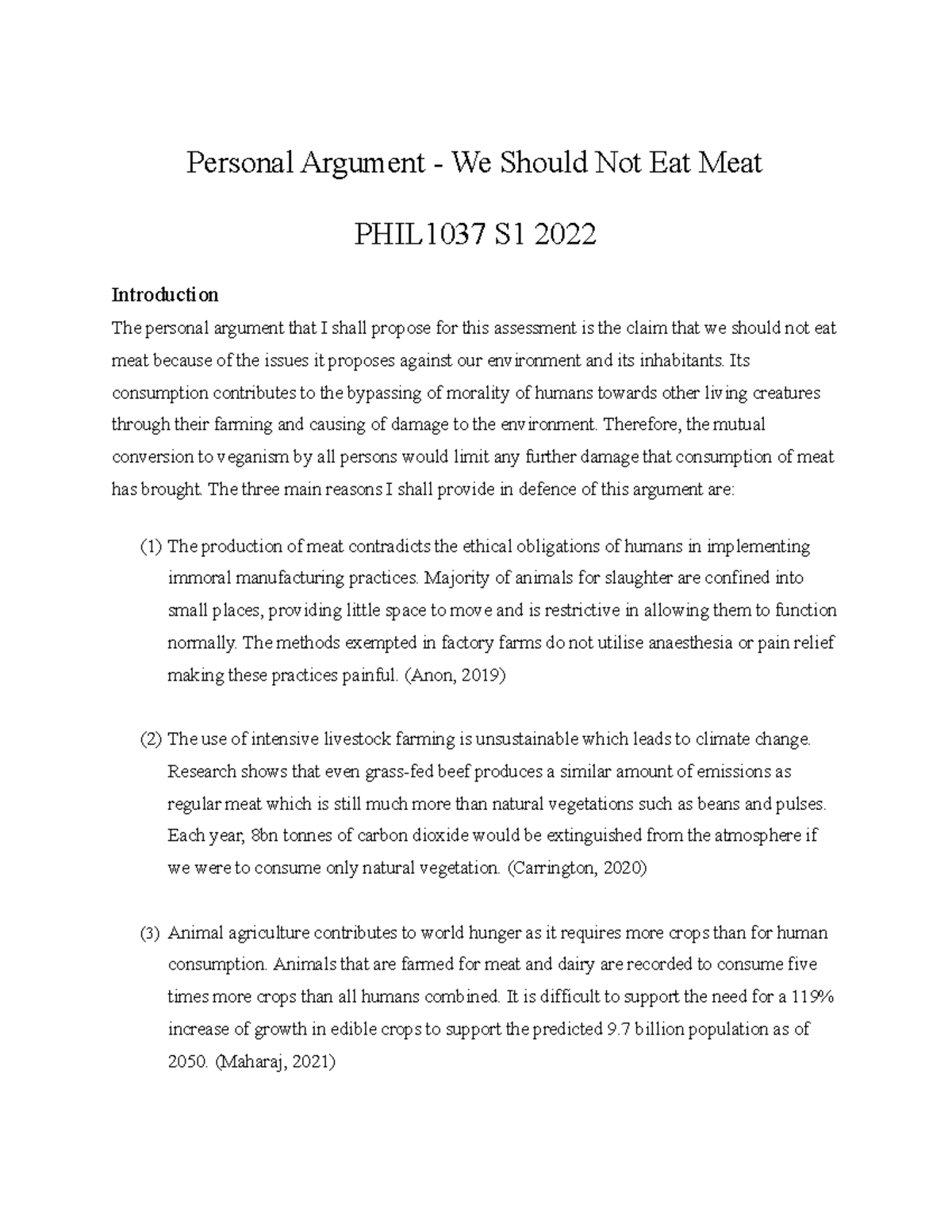 Personal Argument - submission and peer review - Personal Argument - We ...