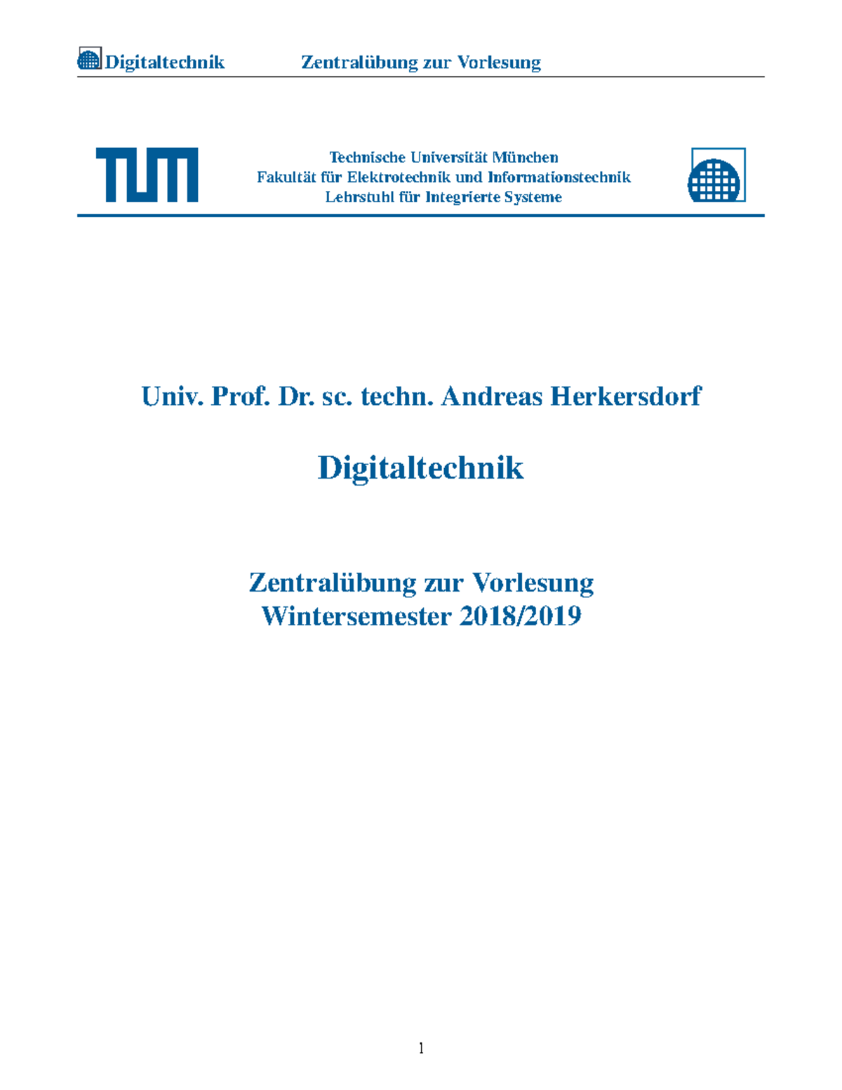 Digitaltechnik Exercises(ALL) - Digitaltechnik Zentralübung zur ...