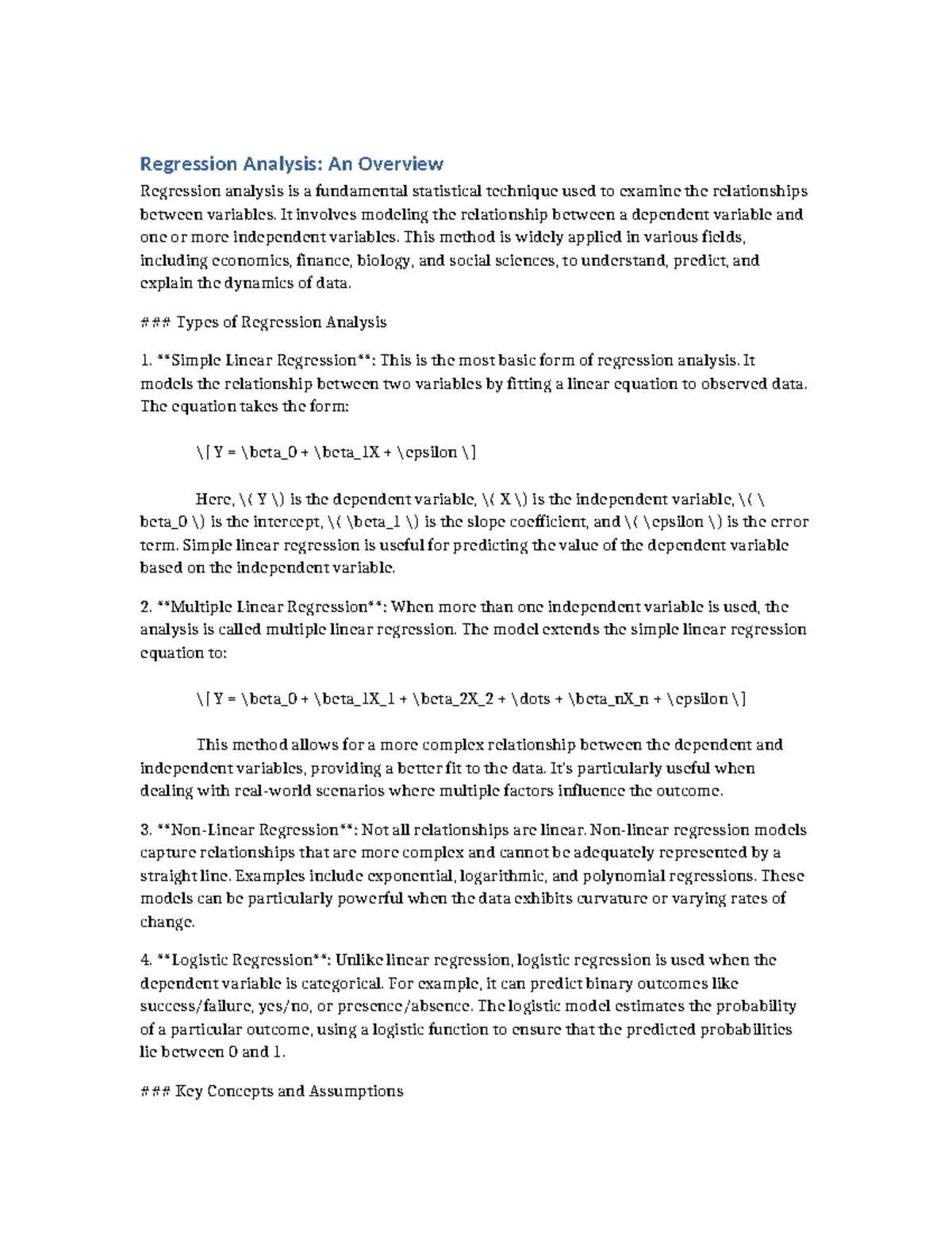 Regression Analysis Overview - Regression Analysis: An Overview Regression analysis is a ...