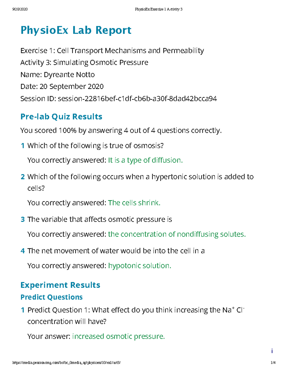 Physio Ex Exercise 1 Activity 3 - PhysioEx Lab Report Exercise 1: Cell ...