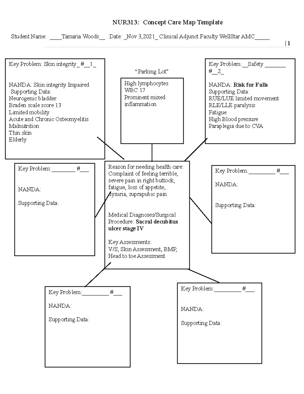 NUR 313 FA21 Concept Map week 2 - Student Name: Tamaria Woods Date: Nov 3,2021 Clinical Adjunct ...