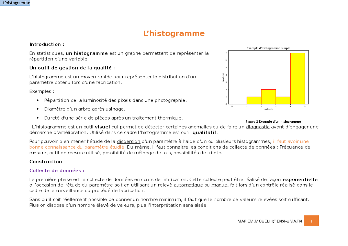 Histogramme - Un outil de gestion de la qualité : L’histogramme est un ...