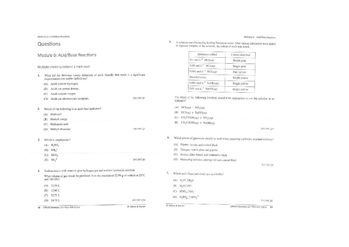 Strive MOD 6 - Chemistry trial paper - MODULE 6 Reactions MODULE 6 ...