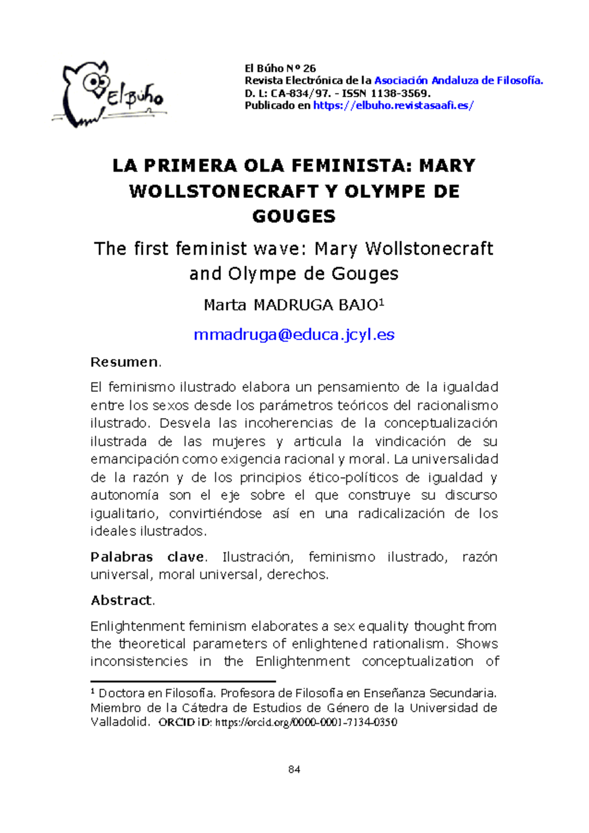 04 la primera ola feminista Mary Wollstonecraft y Olympe de Gouges - Revista Electrónica de la ...
