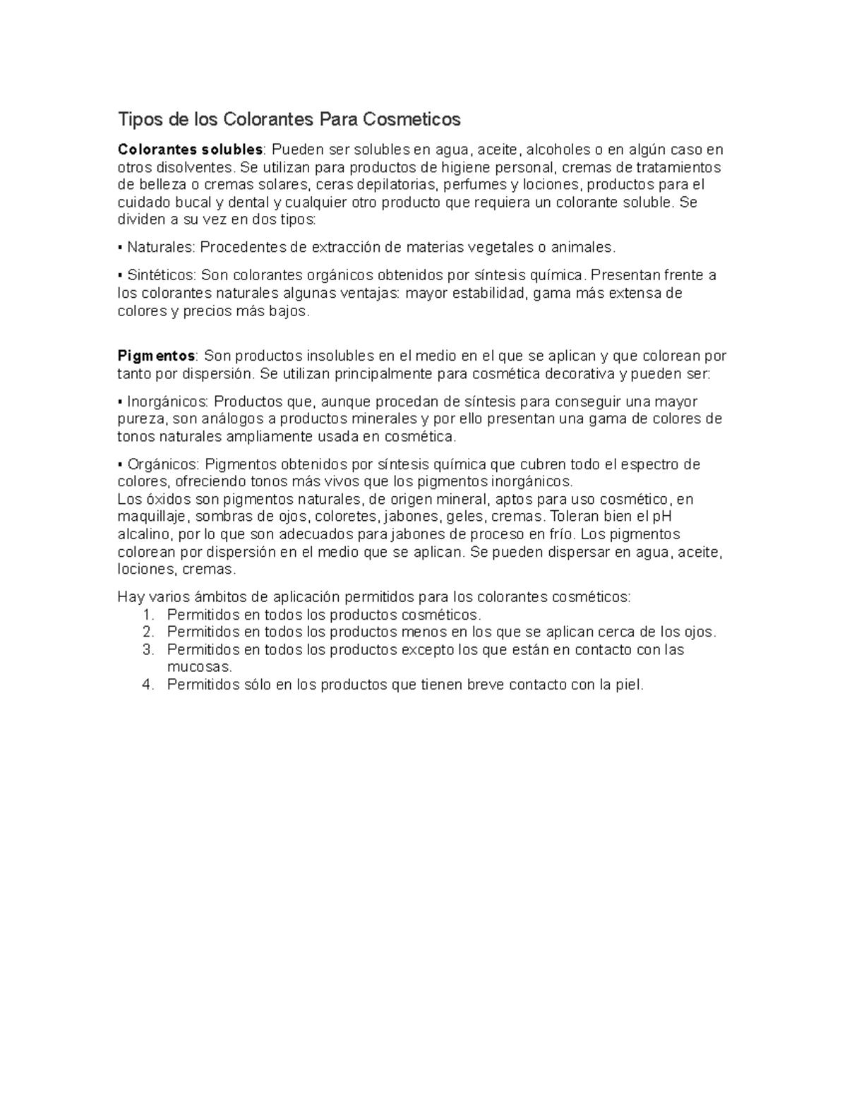 Clasificacion Colorantes Tipos De Los Colorantes Para Cosmeticos