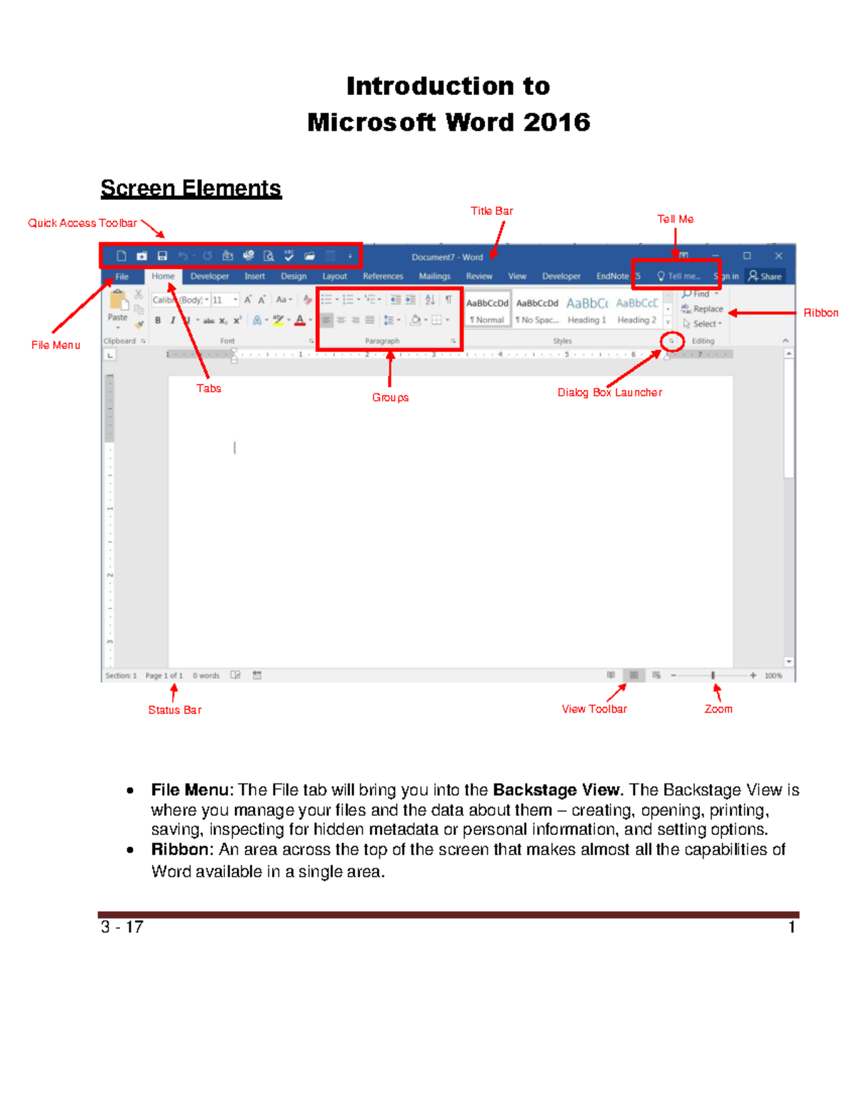 04 Introduction to Word 2016 - Introduction to Microsoft Word 2016 ...