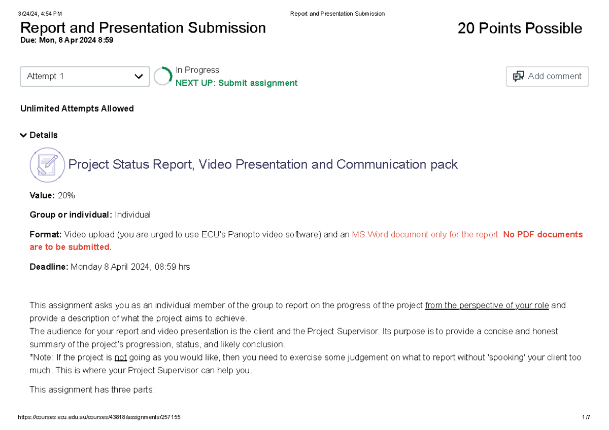 Report and Presentation Assignment - Report and Presentation Submission ...