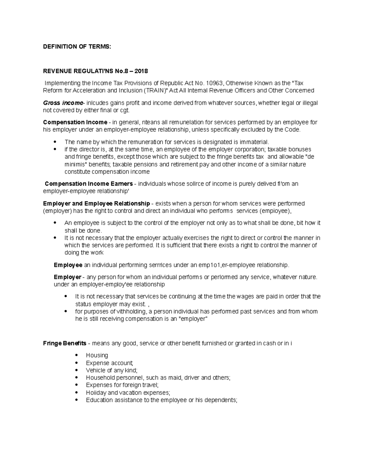 TAX Summary REV - sdasdasda - DEFINITION OF TERMS: REVENUE REGULATI'NS ...