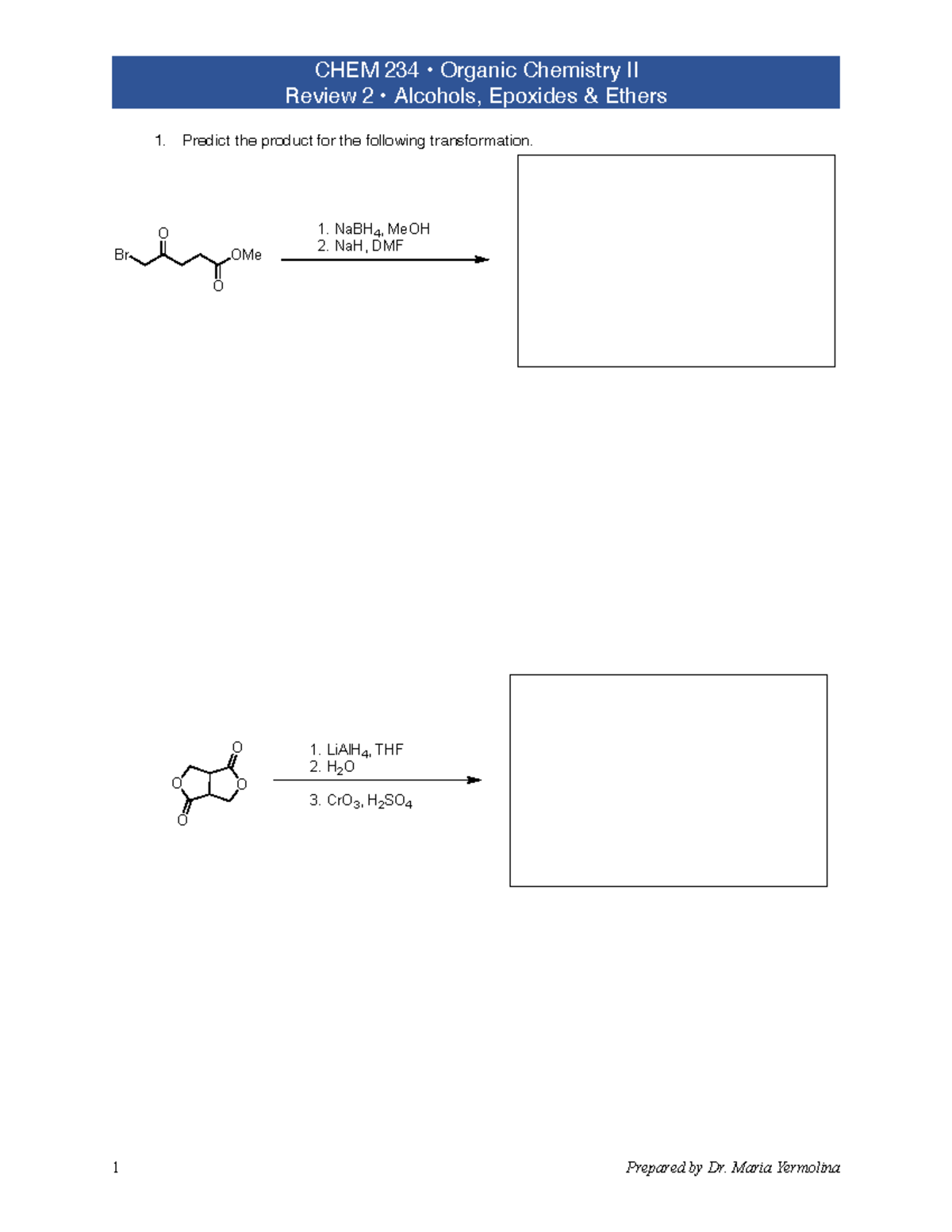 SP21 234 Review 2 Alcohols, Epoxides and Ethers - Review 2 • Alcohols ...