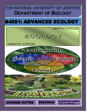 Lecture 6 B4501-Advanced Ecology-2024-2025 - THE NATIONAL UNIVERSITY OF ...