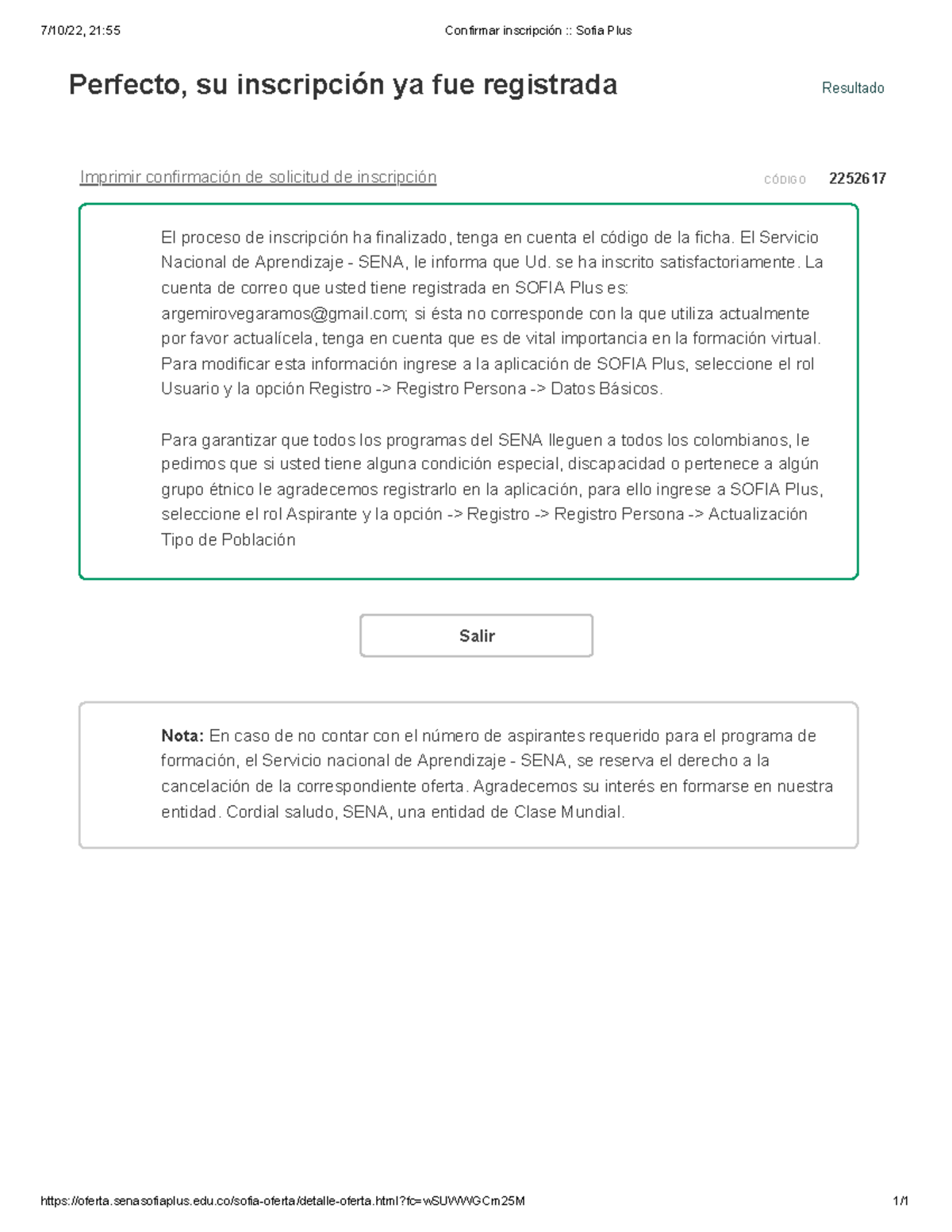 Servicio AL Cliente Sofia Plus - 7/10/22, 21:55 Confirmar inscripción :: Sofia Plus - Studocu