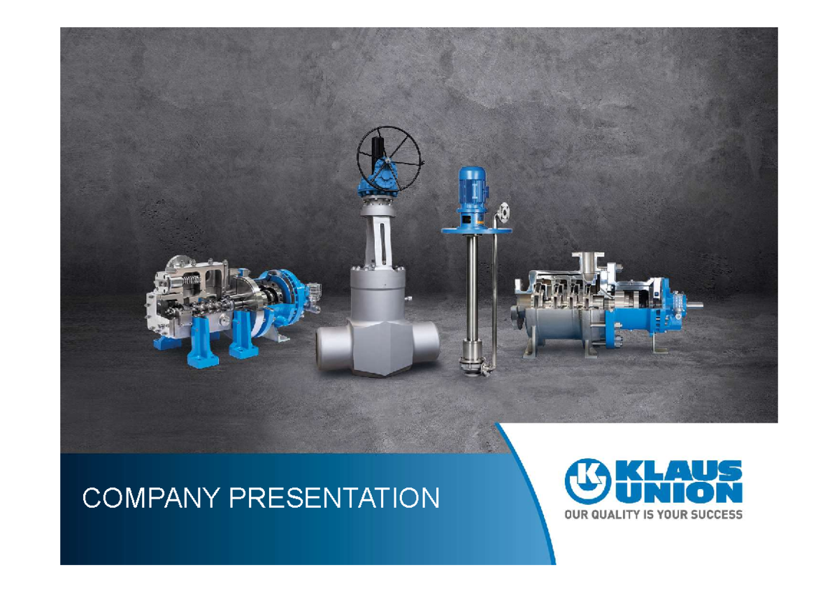 Klaus Union company presentation - COMPANY PRESENTATION 1946 ...