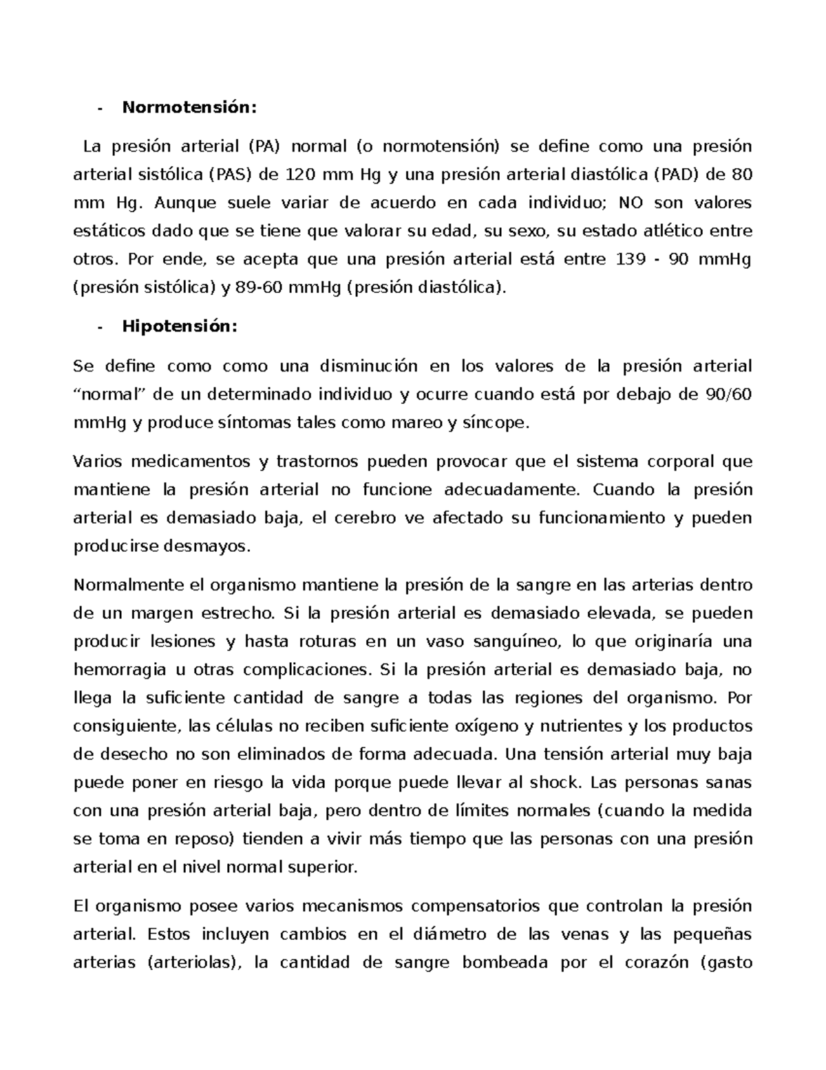 Normotensión - Trastornos de la presión arterial - Normotensión: La ...