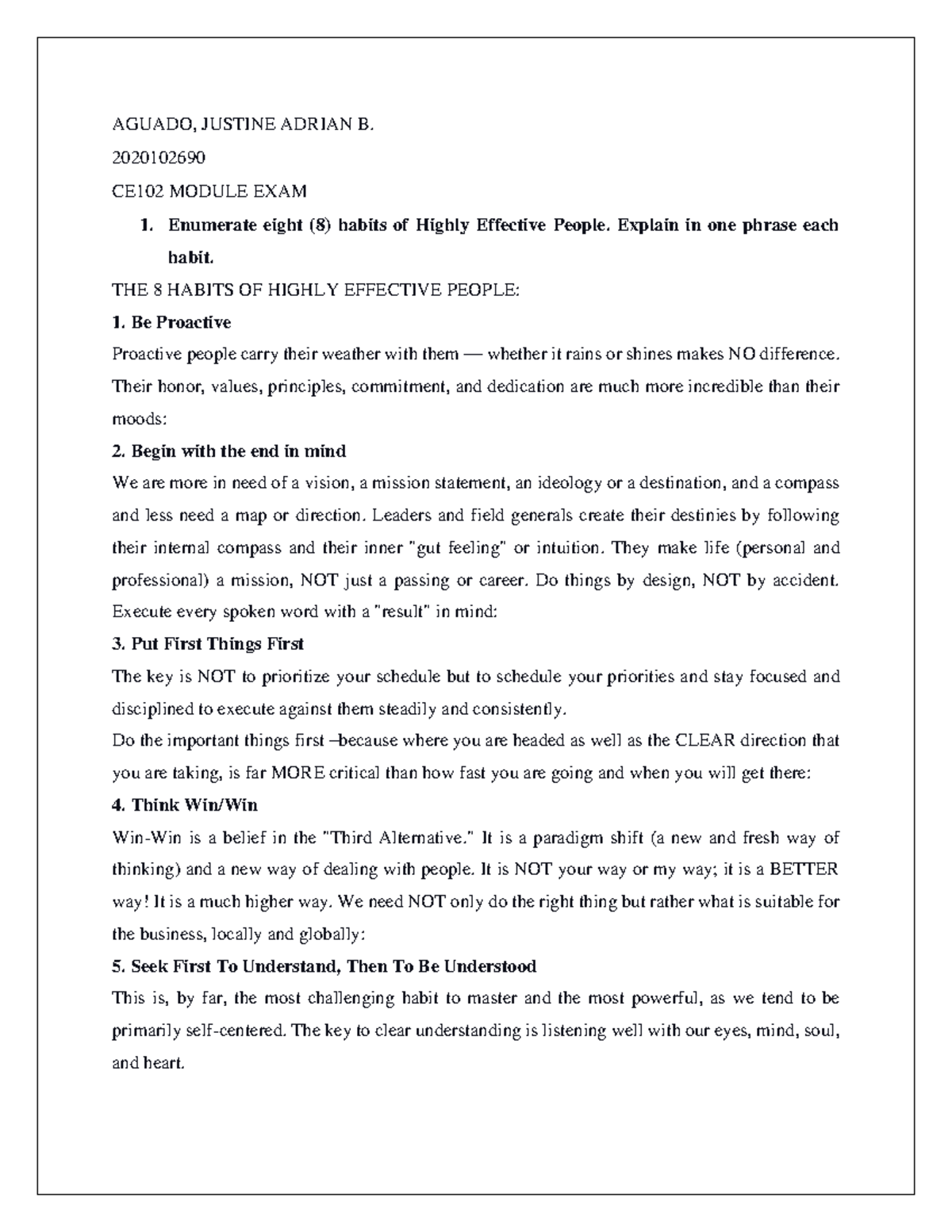 Aguado CE102 Module Exam - AGUADO, JUSTINE ADRIAN B. 2020102690 CE102 ...