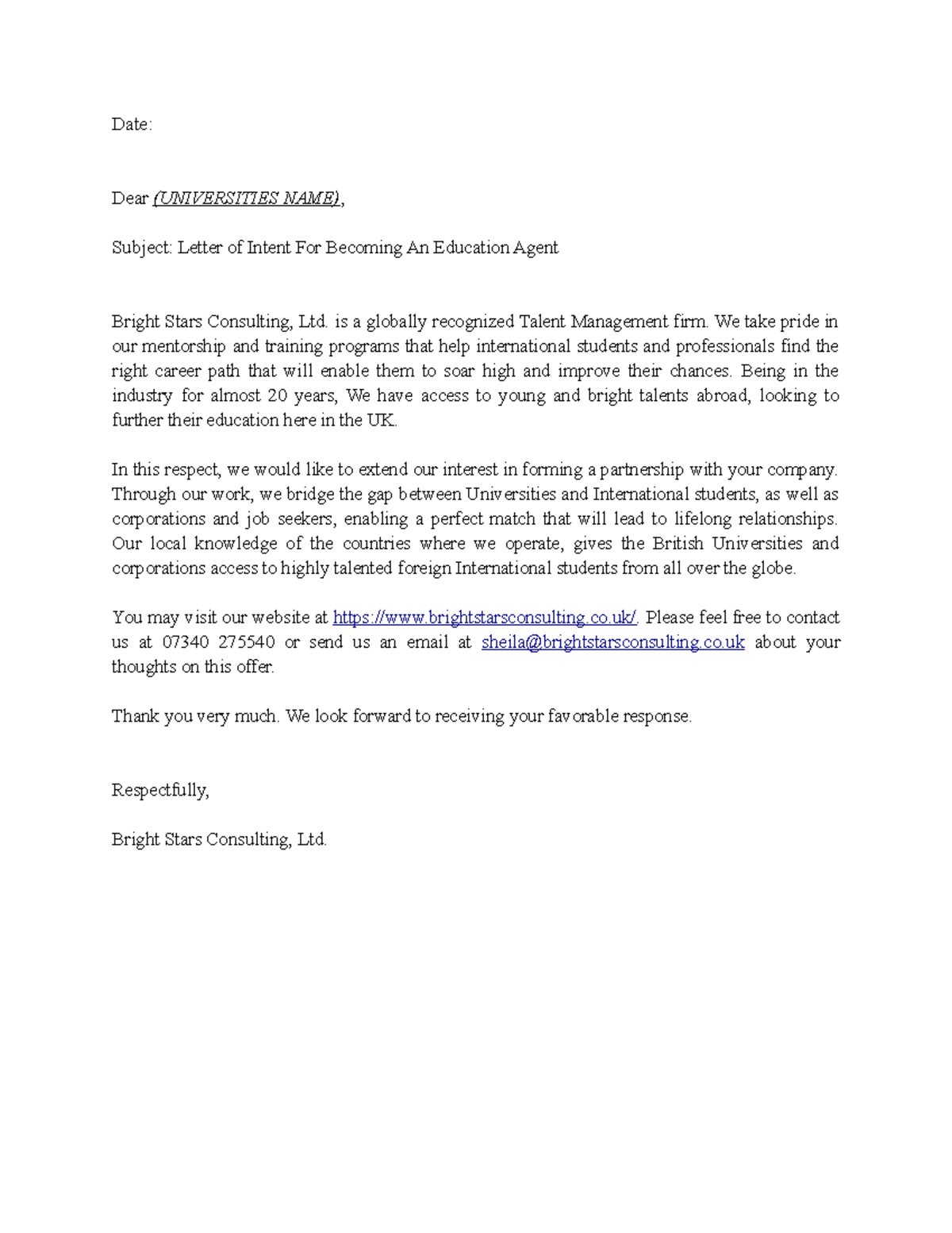 Letter Template - yan lang fo hihi - Date: Dear (UNIVERSITIES NAME ...