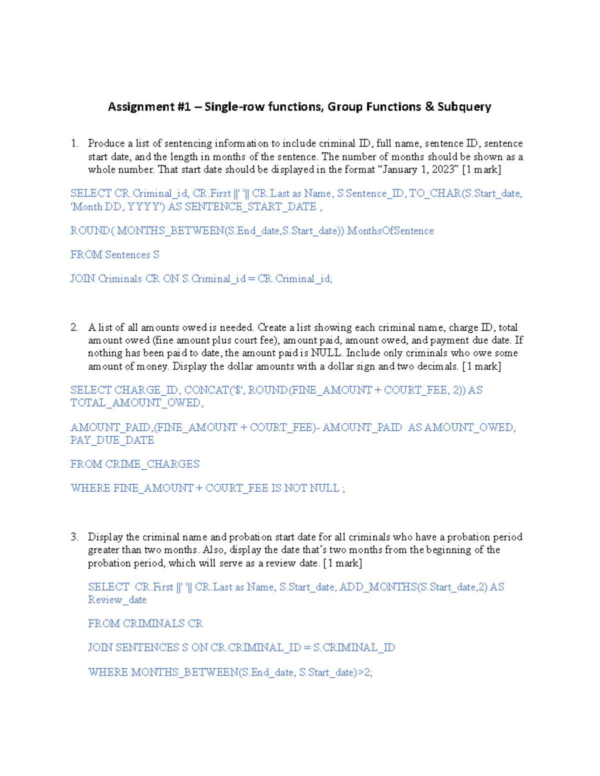 ADV DBMS assignment#1 - CITY JAIL ASSIGNMENT 1 - Assignment #1 – Single ... ADV DBMS assignment#1 - CITY JAIL ASSIGNMENT 1 - Assignment #1 – Single ...