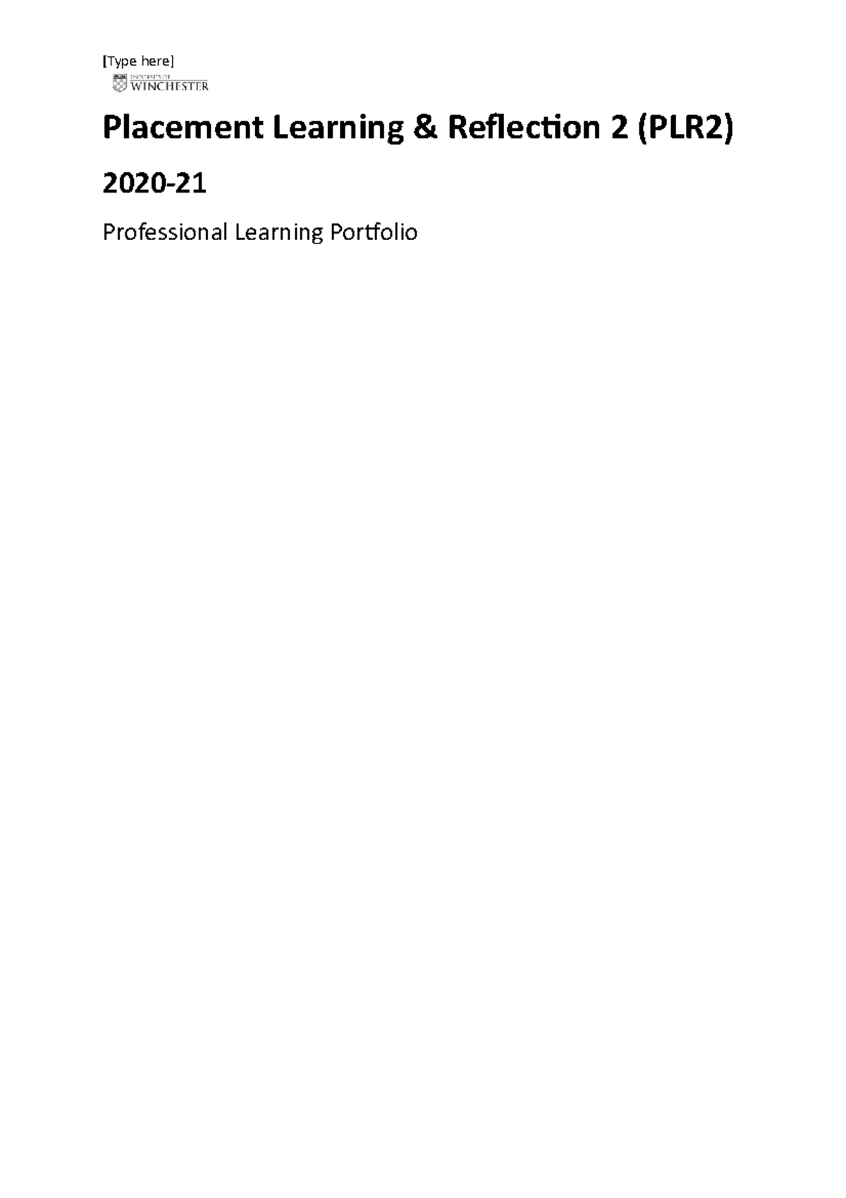 PGCE Primary professional learning portfolio - Placement Learning ...