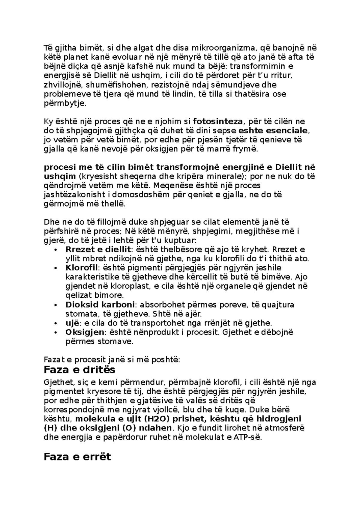 Fotosinteza copy - Summary Introduction to Biology - Të gjitha bimët ...