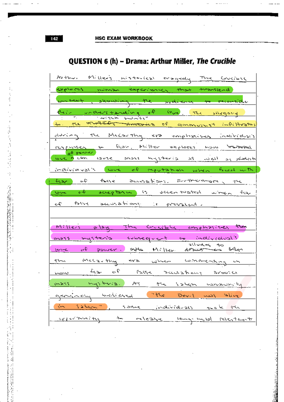 The Crucible Sample Essay - 142 HSC EXAM WORKBOOK QUESTION 6 (h) Drama ...