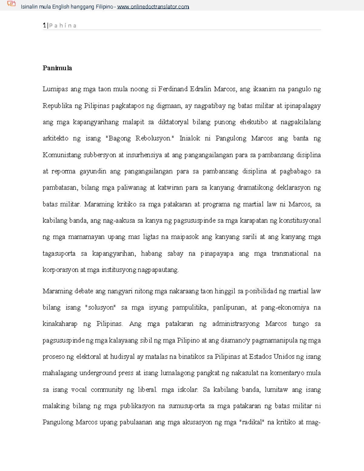 Synthesis Paper- English - 1 |P a h i n a Panimula Lumipas ang mga taon ...