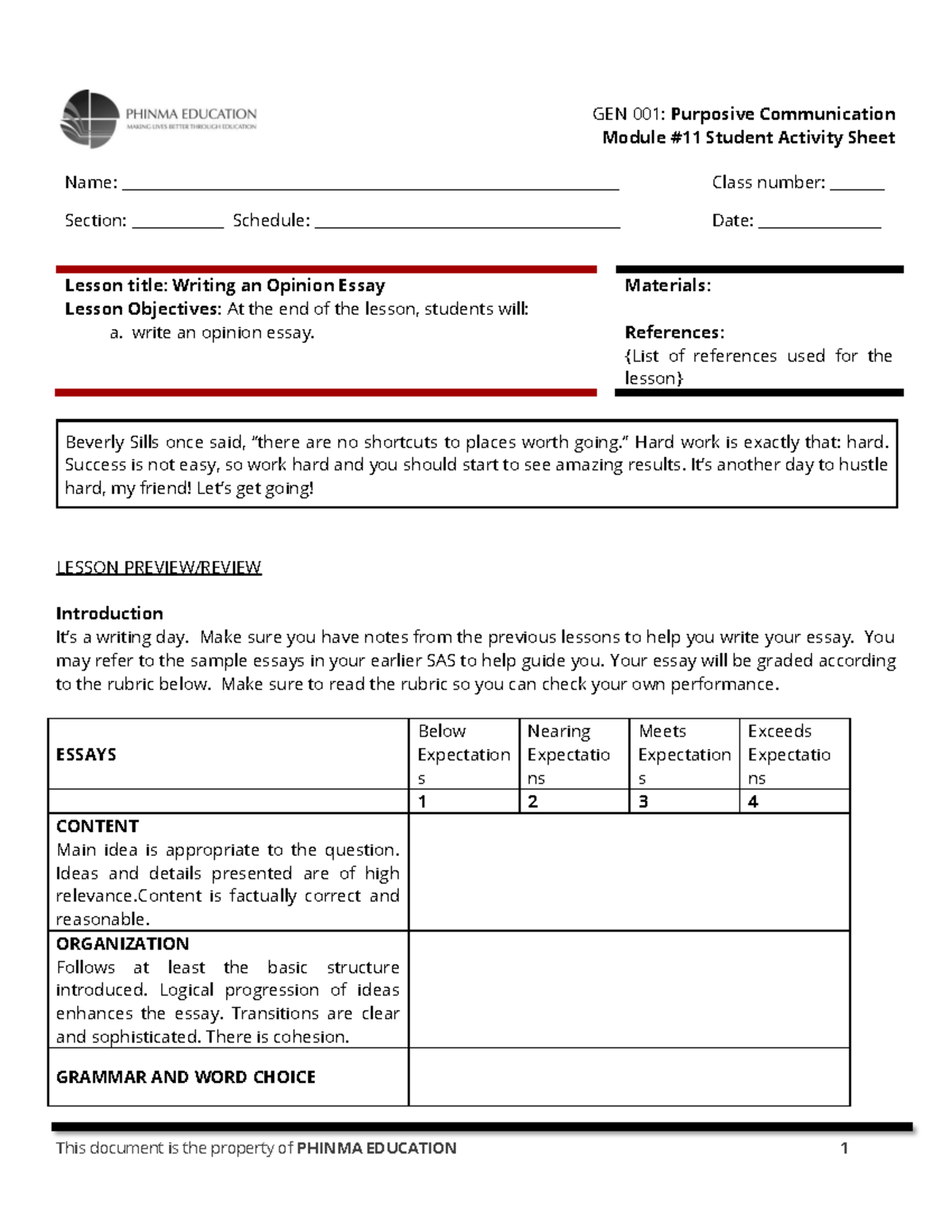 Module 11 - Ctto - GEN 001: Purposive Communication Module #11 Student ...