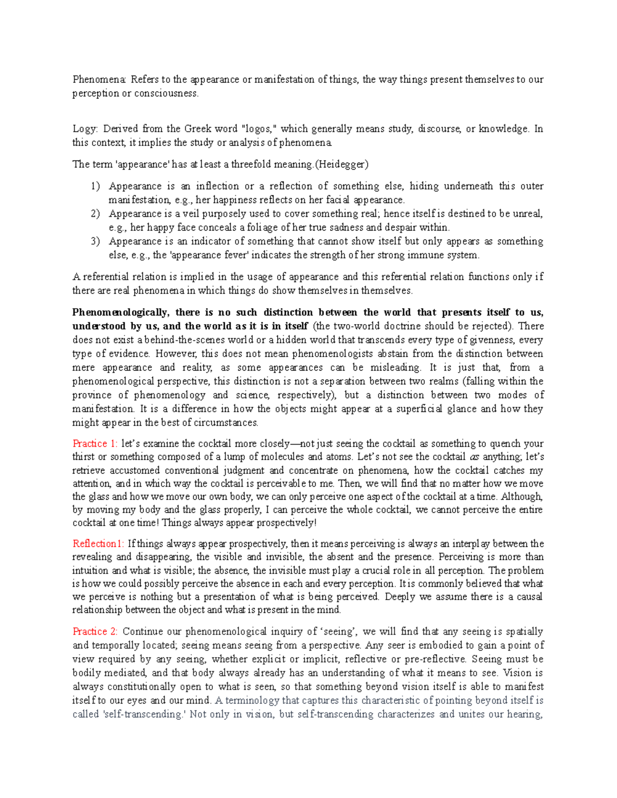 Week 1 Lecture Notes - Week 1 - Phenomena: Refers to the appearance or ...