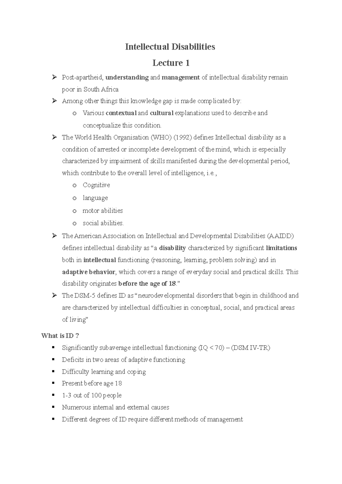 Intellectual Disabilities - Intellectual Disabilities Lecture 1 Post ...