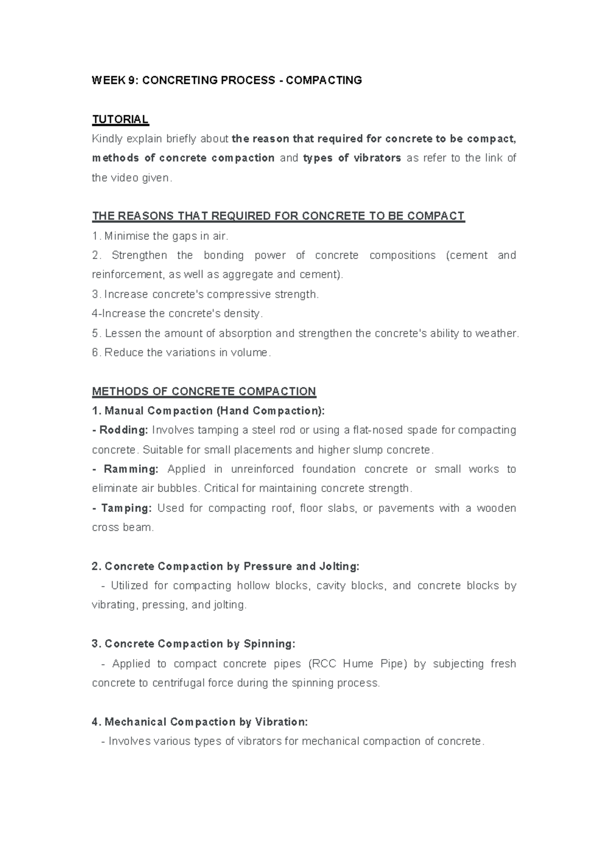 Tutorial No. 8 - ANOTHER LEVEL - WEEK 9: CONCRETING PROCESS ...