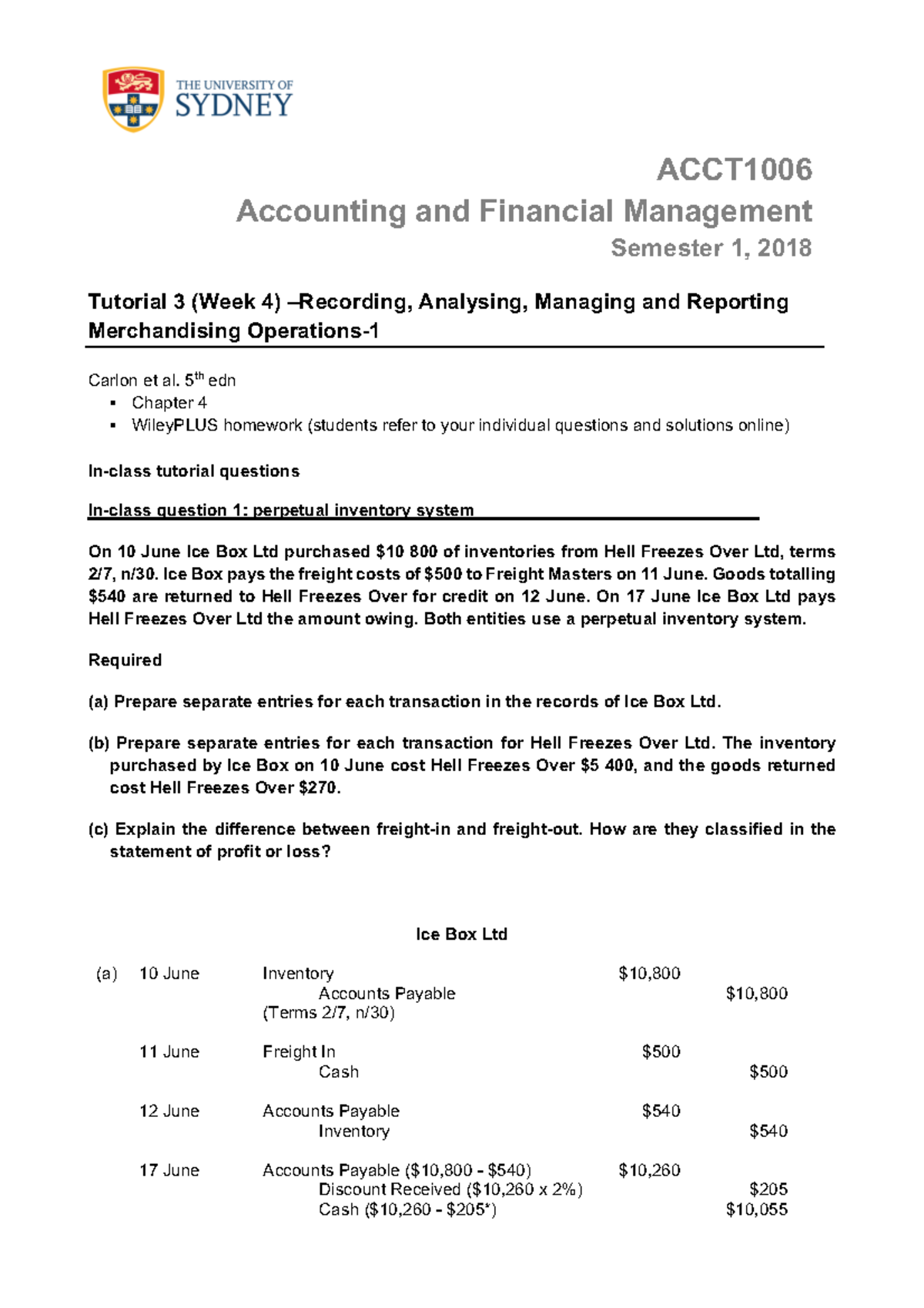 ACCT1006 Tutorial 3 Week 4 student - ACCT1006 Accounting and Financial ...