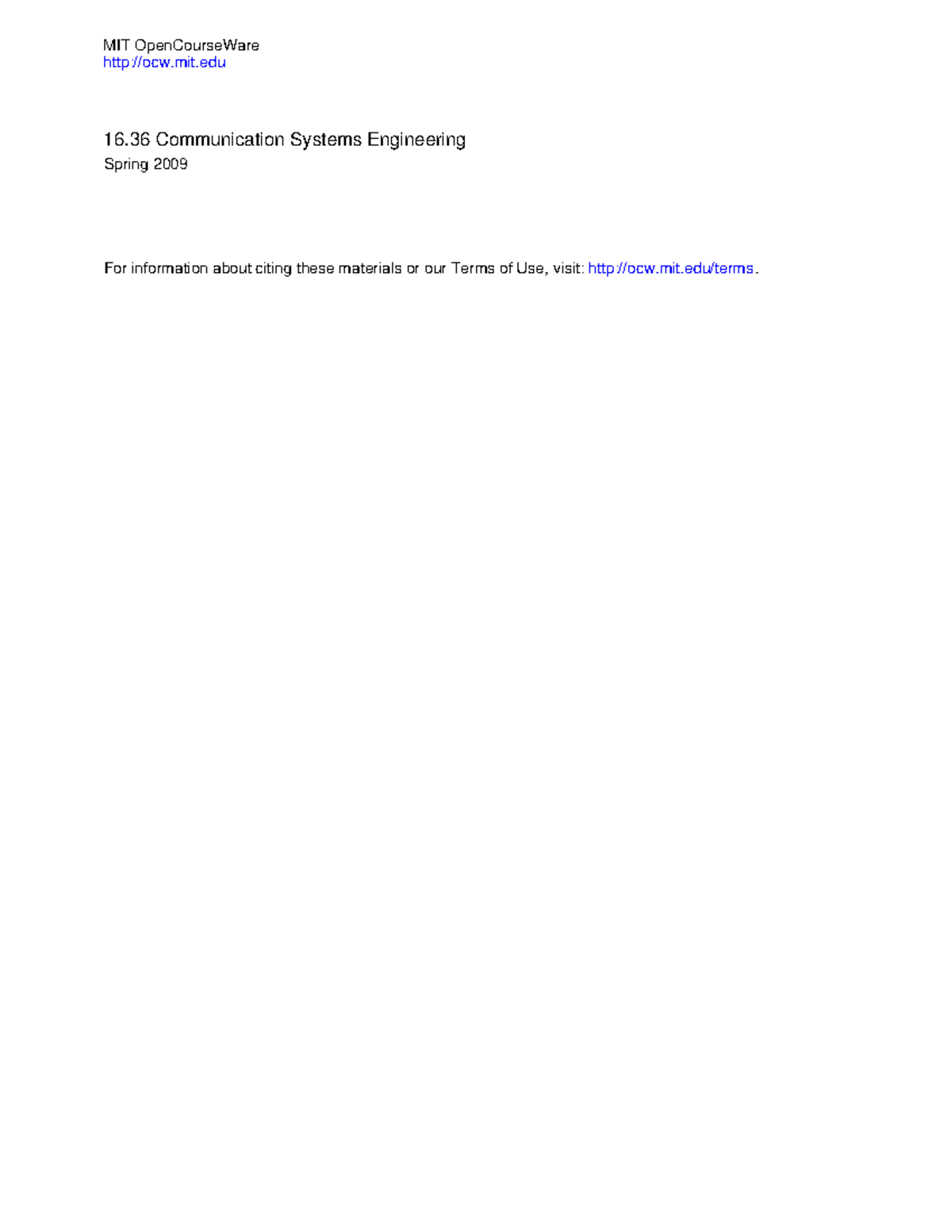 Seminar assignments - Problem set 7 - 9 - MIT OpenCourseWare 16 Communication Systems ...