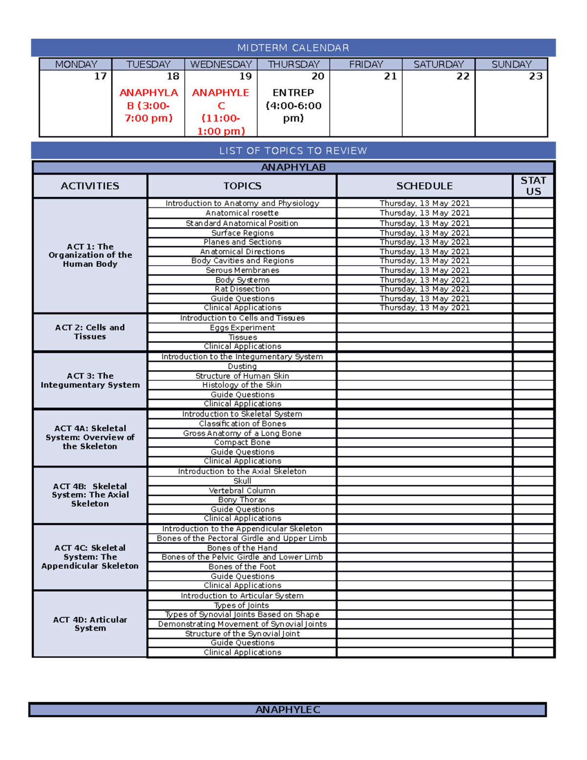 Midterms 2021 - MIDTERM CALENDAR MONDAY TUESDAY WEDNESDAY THURSDAY ...