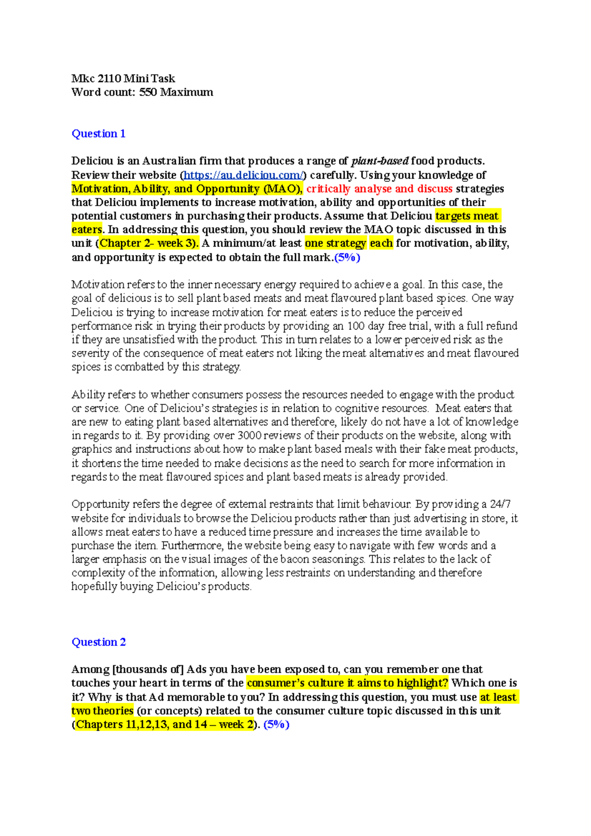 Assignment 1 Mini Task - Mkc 2110 Mini Task Word count: 550 Maximum ...