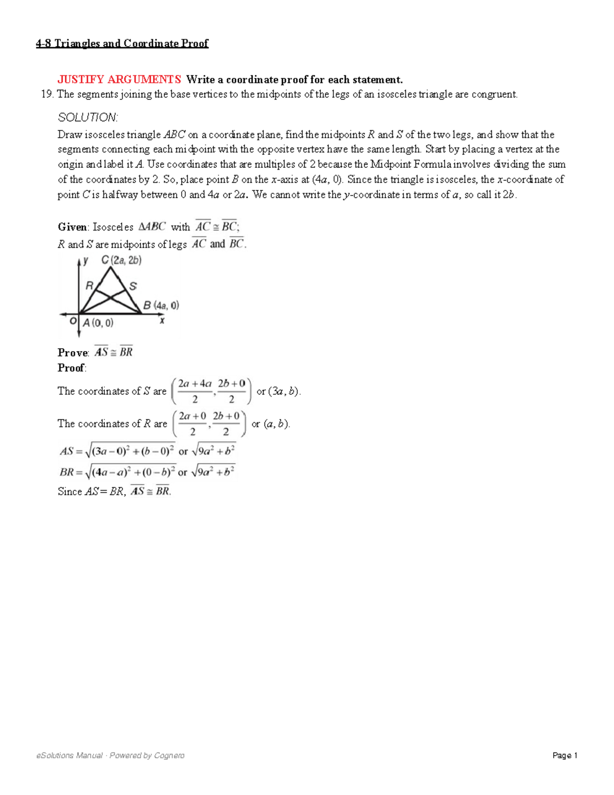 4 8 Triangles and Coordinate Proof - JUSTIFY ARGUMENTS Write a ...