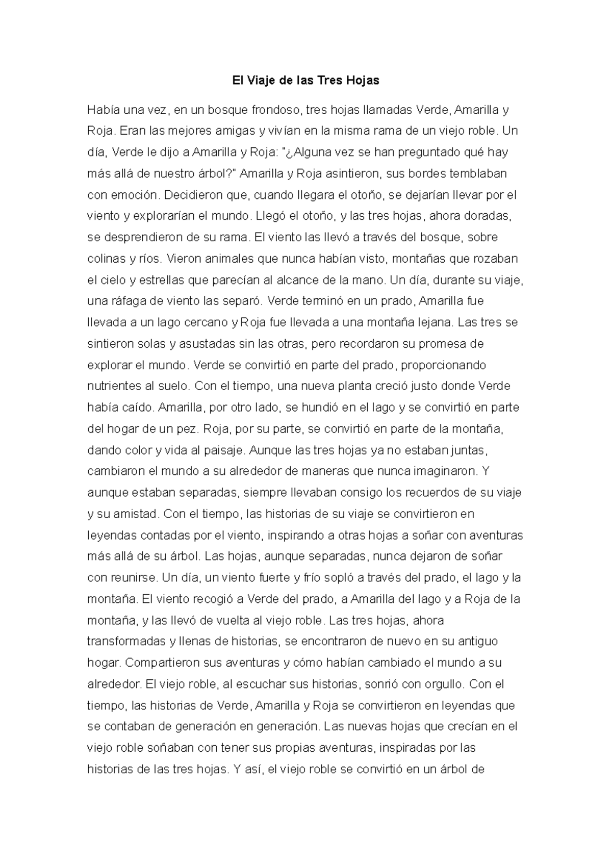 El Viaje de las Tres Hojas-cuento - El Viaje de las Tres Hojas Había ...