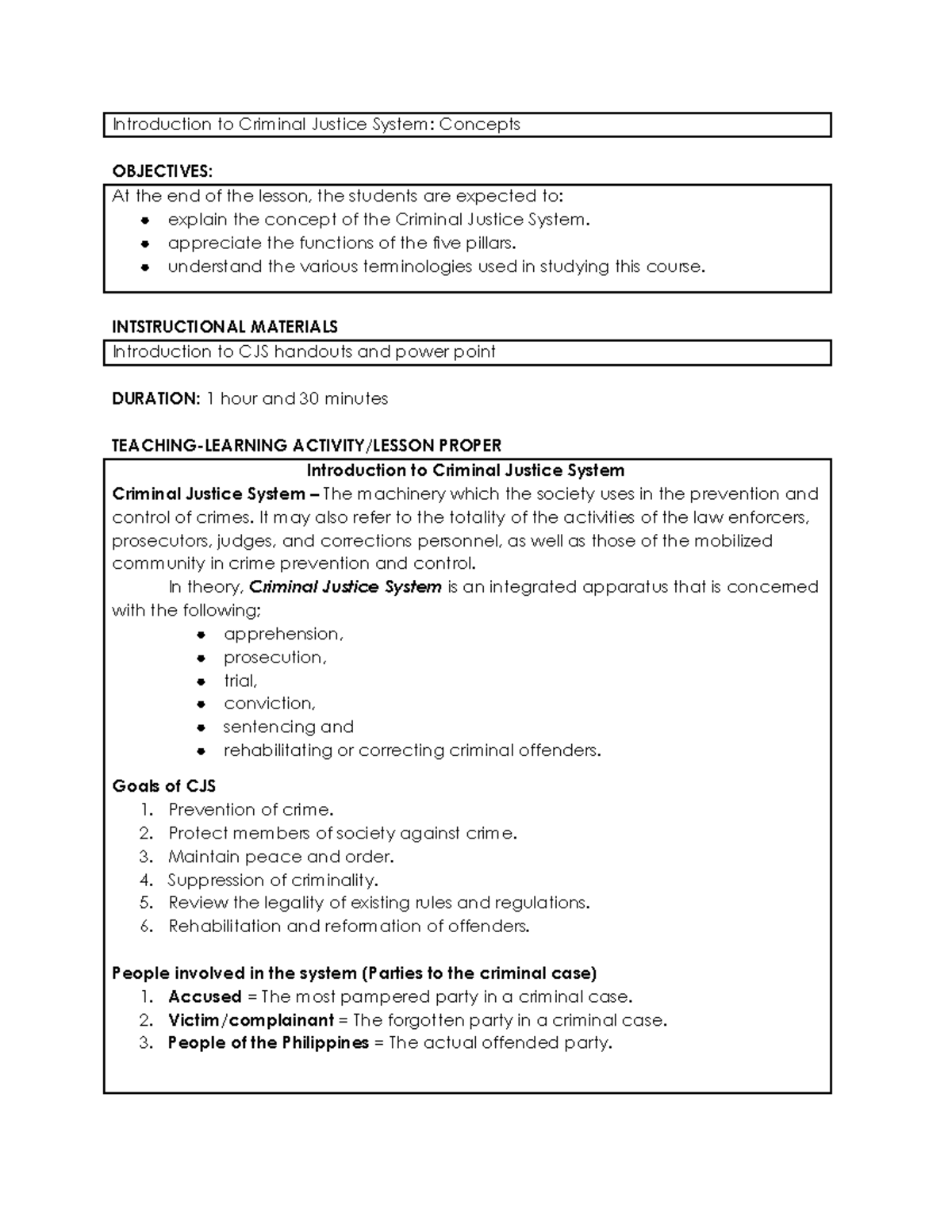 CLJ 1 Moduledocx 2 7 - CLJ1 - Introduction to Criminal Justice System ...