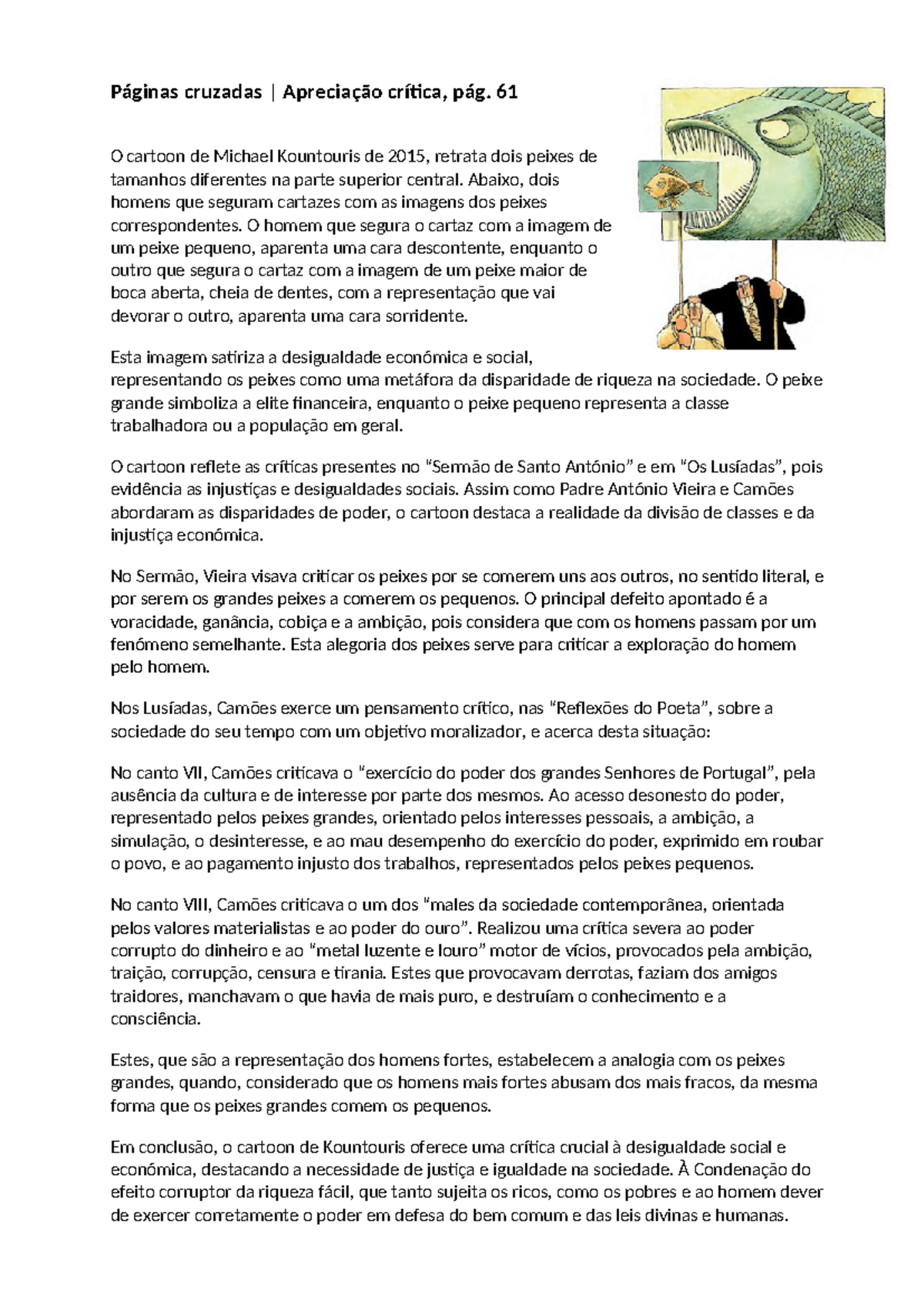 Apreciação crítica - cartoon - Páginas cruzadas | Apreciação crítica ...