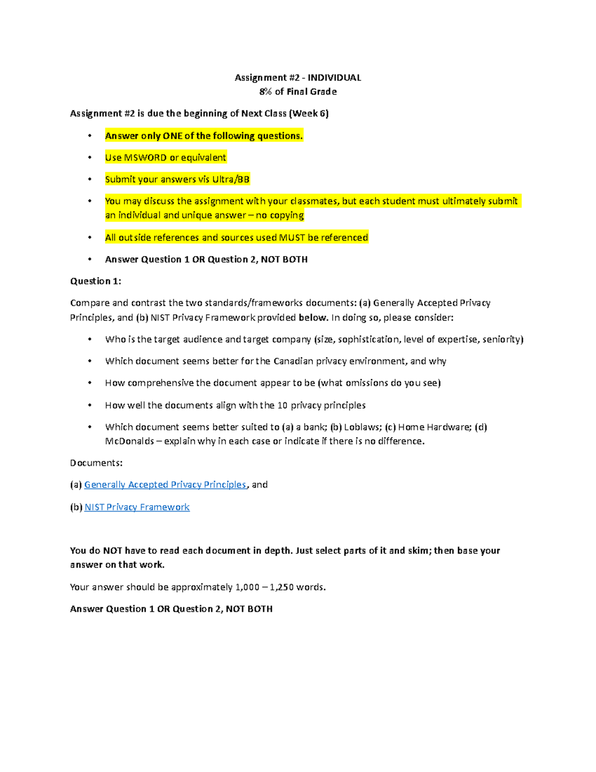 Assignment #2 updated - notes - Assignment #2 - INDIVIDUAL 8% of Final ...