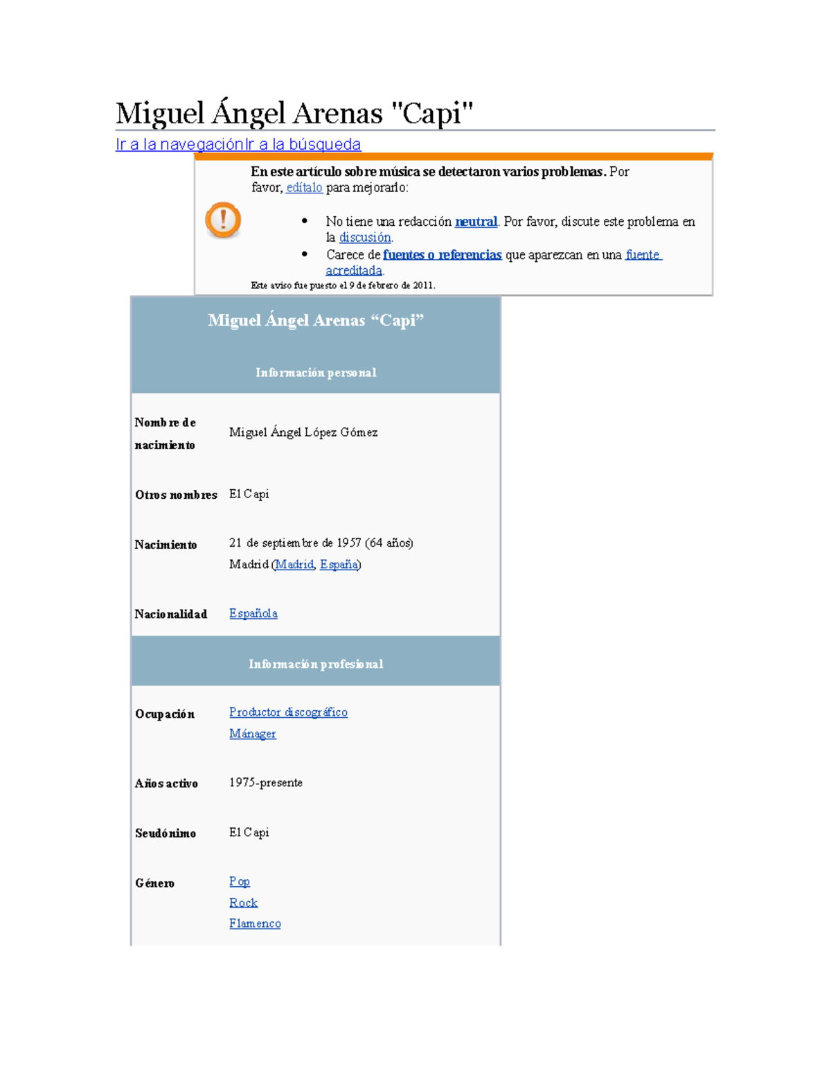 Miguel Ángel Arenas ensayo de la vida - Miguel Ángel Arenas "Capi" Ir a ...