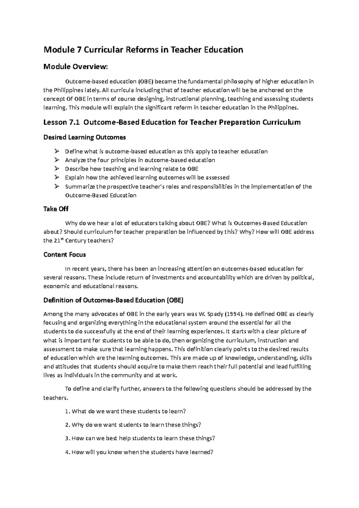 Module 7 Curricular Reforms in Teacher Education - Module 7 Curricular ...