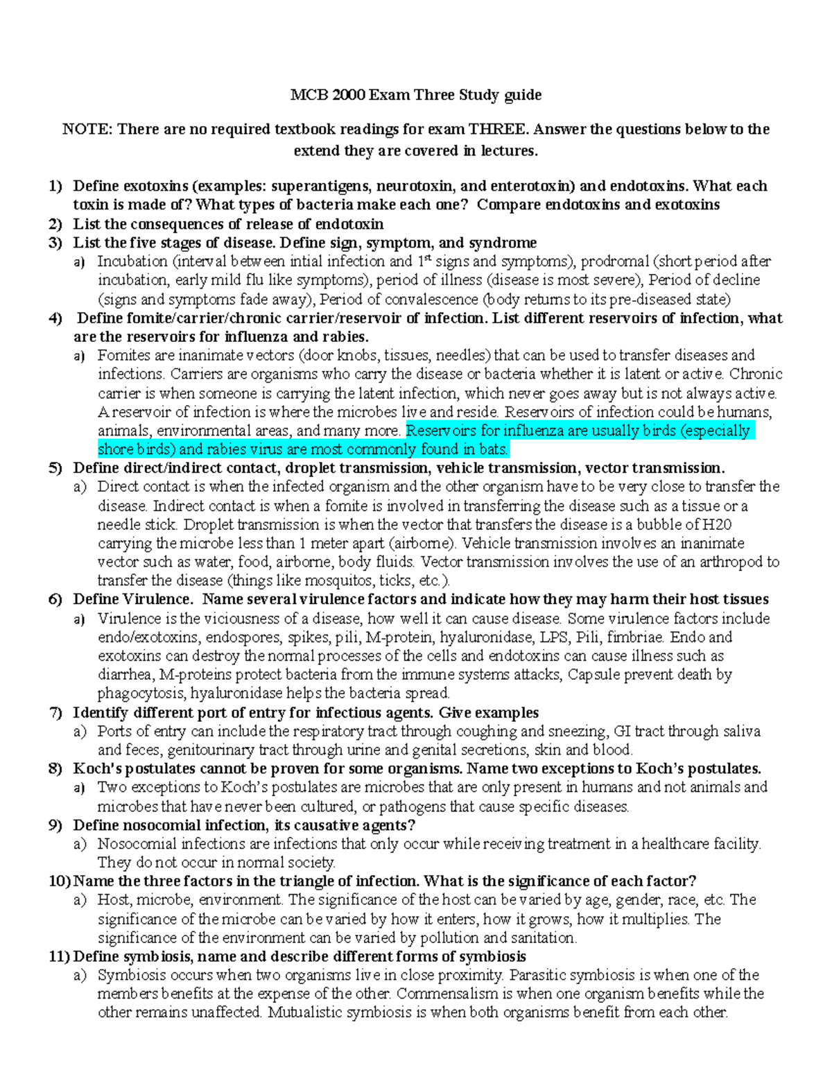 2000 Exam Three Study Guide Filled Out - MCB Exam Three Study guide ...