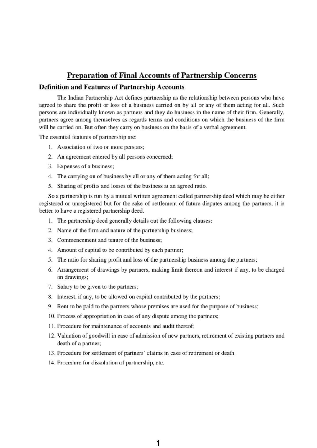 Partnership Accounts:- Definition and features. - Financial accounting ...