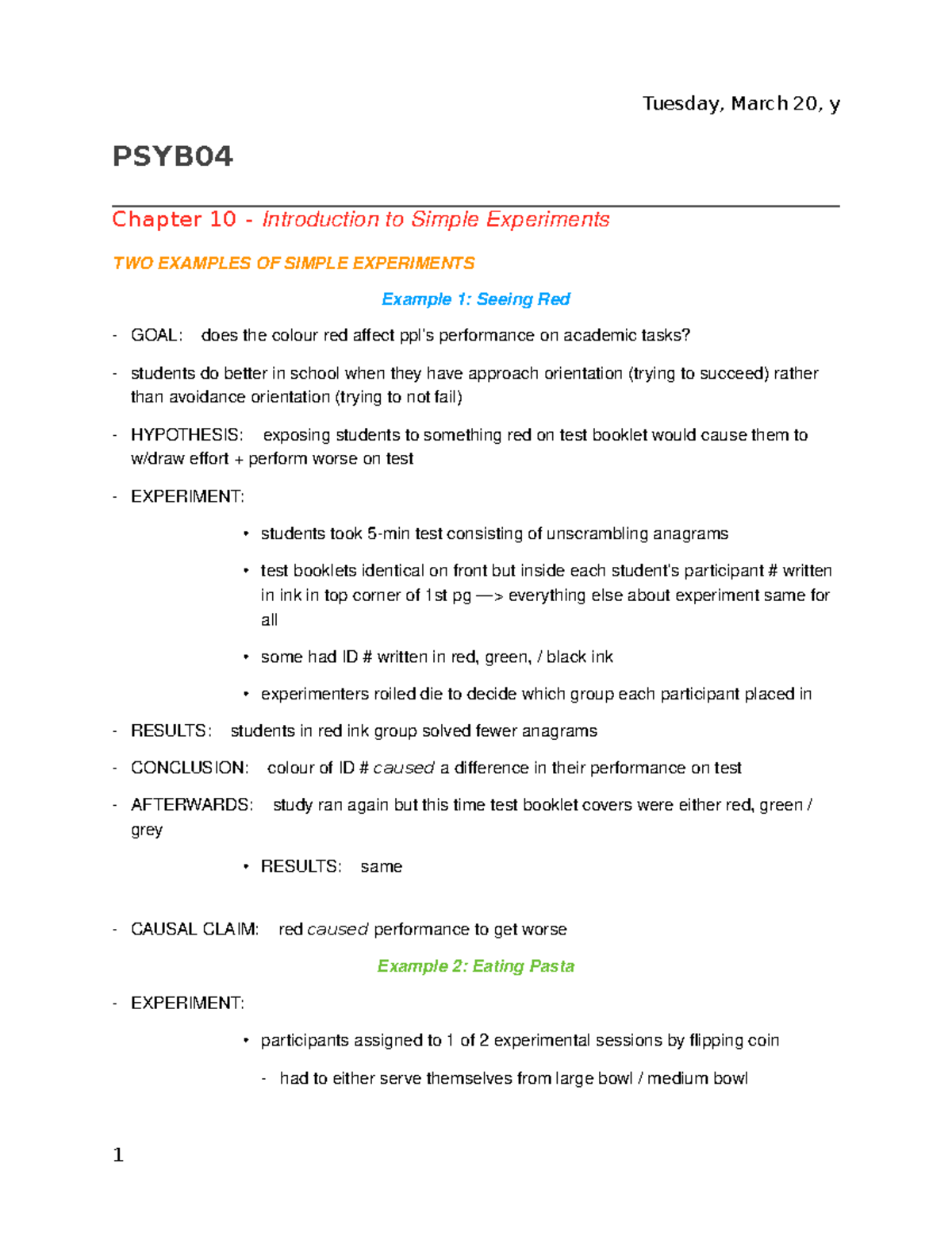 Chapter 10 - Summary Research Methods in Psychology: Evaluating a World ...