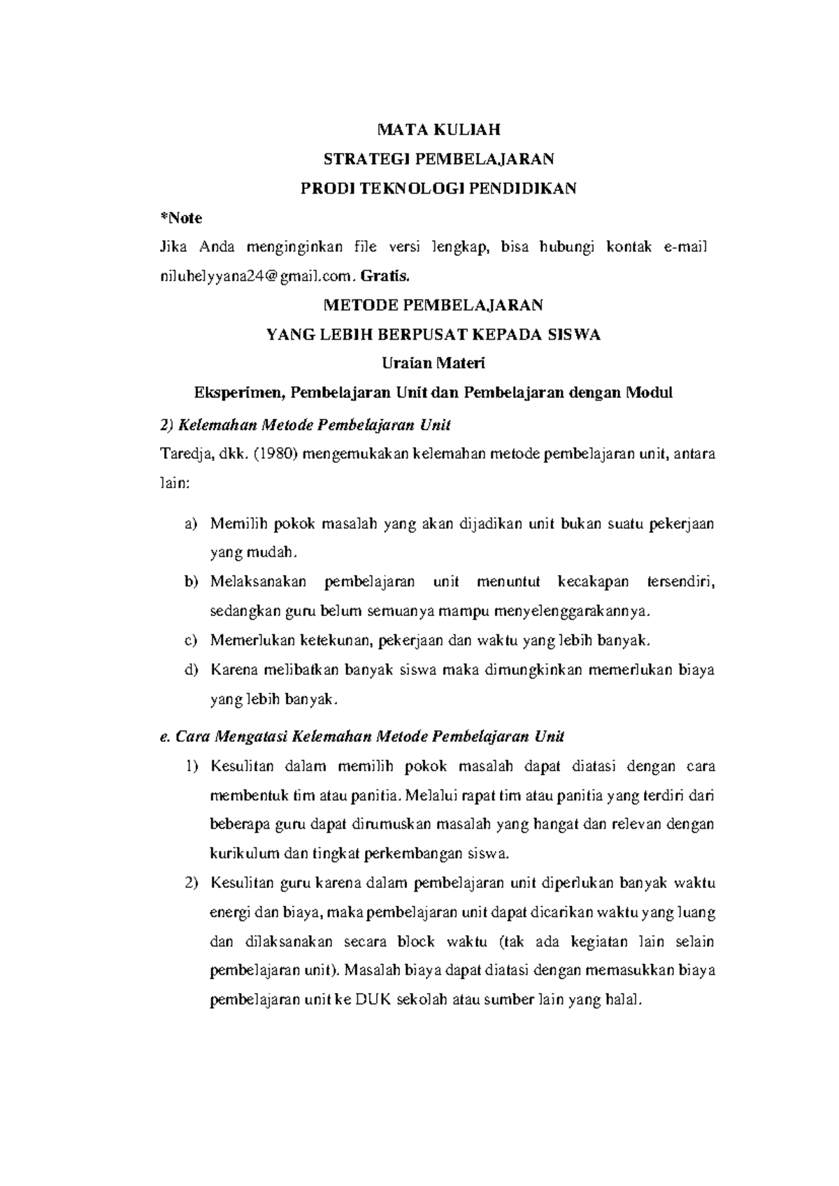 Eksperimen, Pembelajaran Unit dan Pembelajaran dengan Modul Part 3 ...
