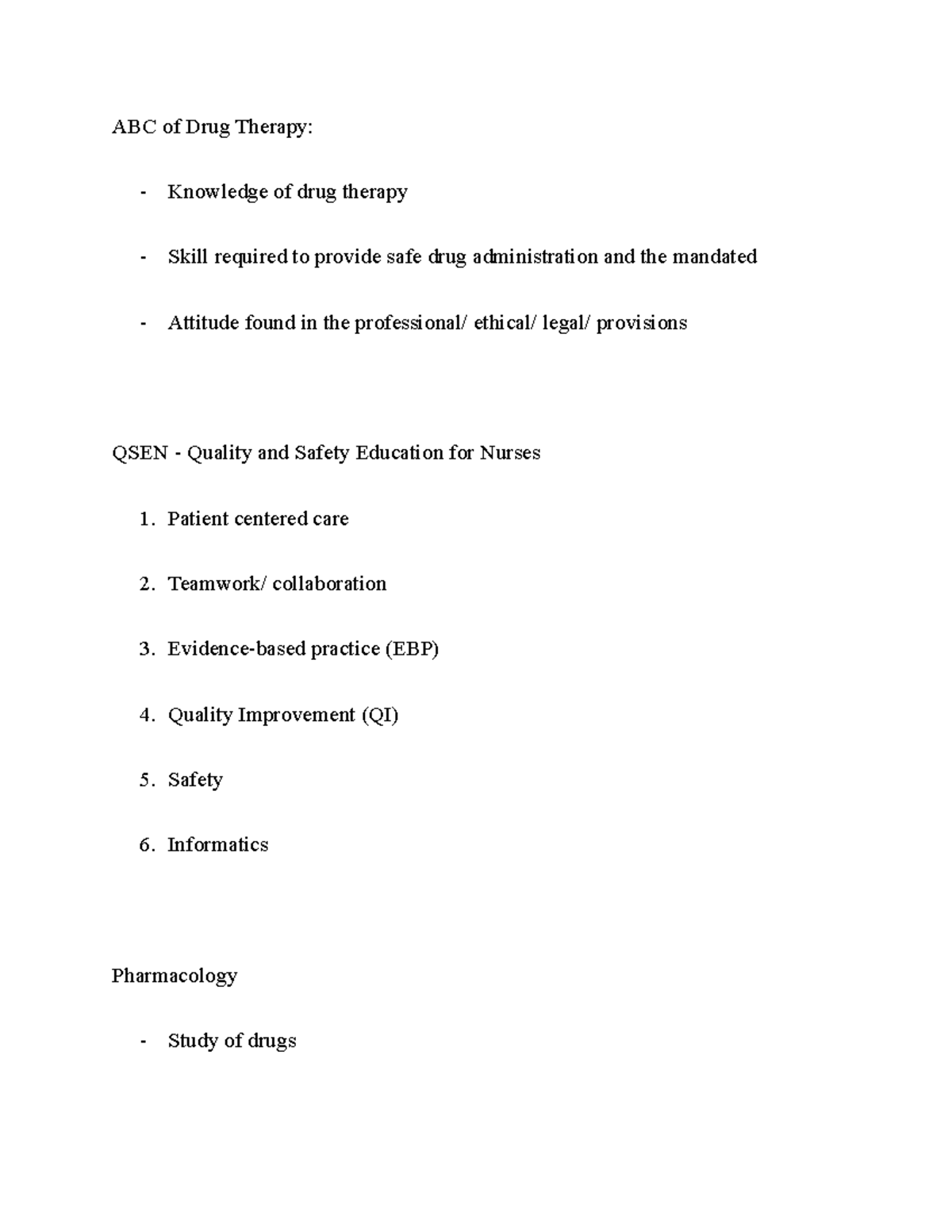 Class 1 Notes 8 18 - Julie Severet - ABC of Drug Therapy: - Knowledge ...