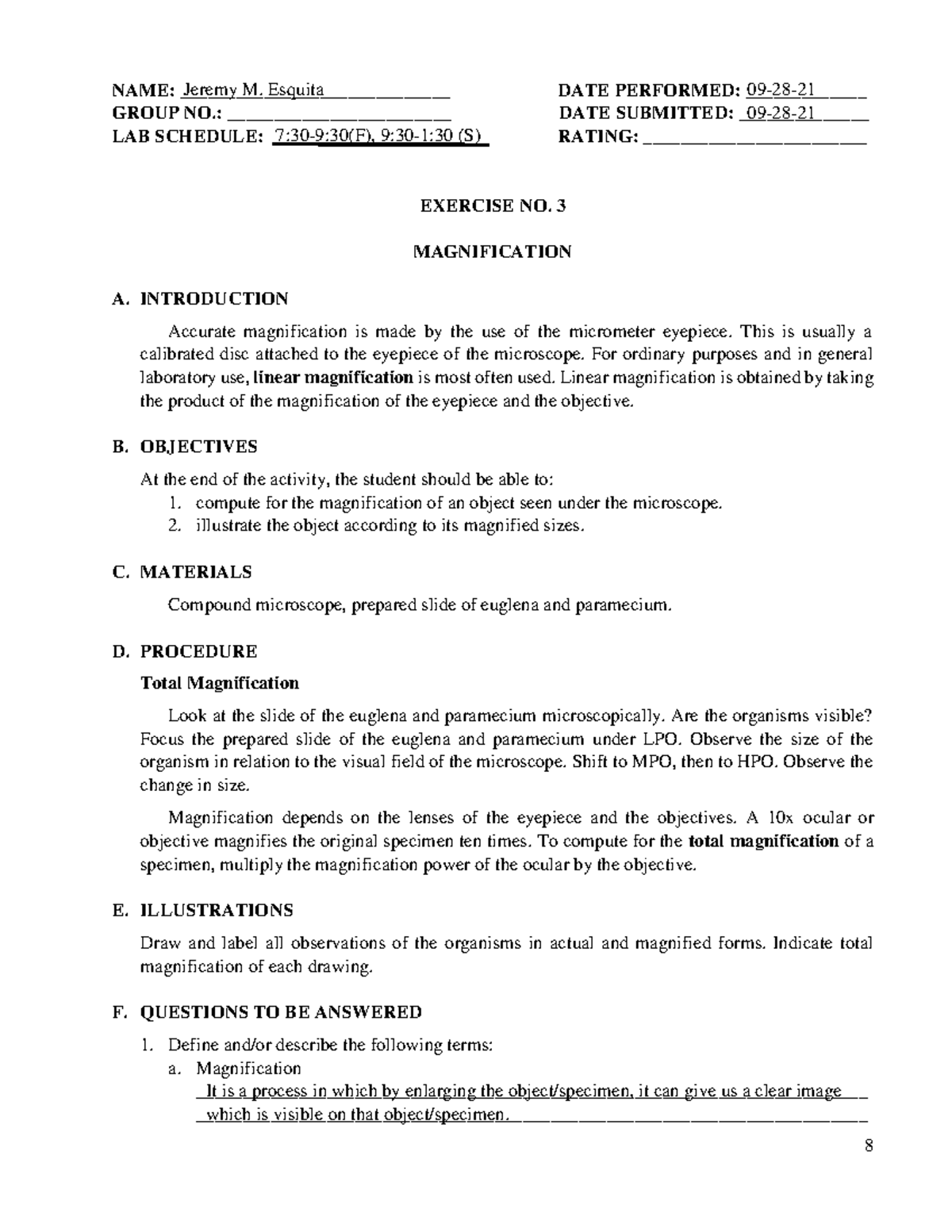 Exercise NO. 3 Magnification[ Jeremy Esquita] - NAME: _____________________________ DATE ...