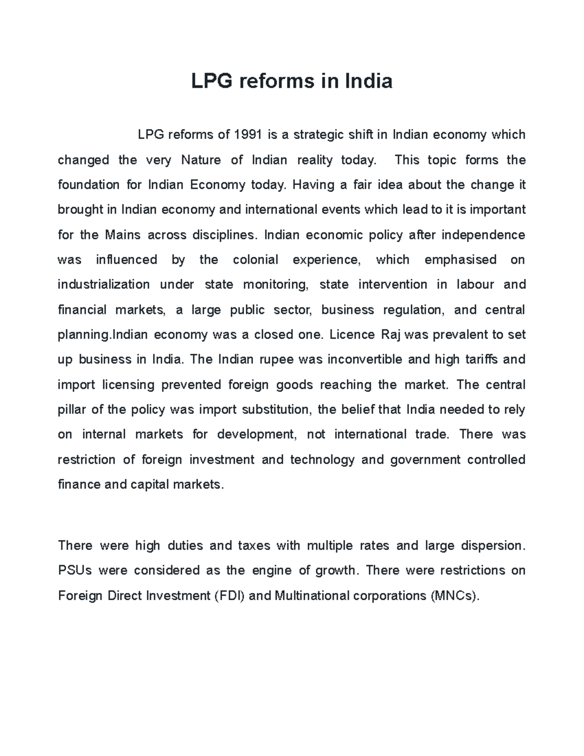 LPG Reforms in India - .... - LPG reforms in India LPG reforms of 1991 ...